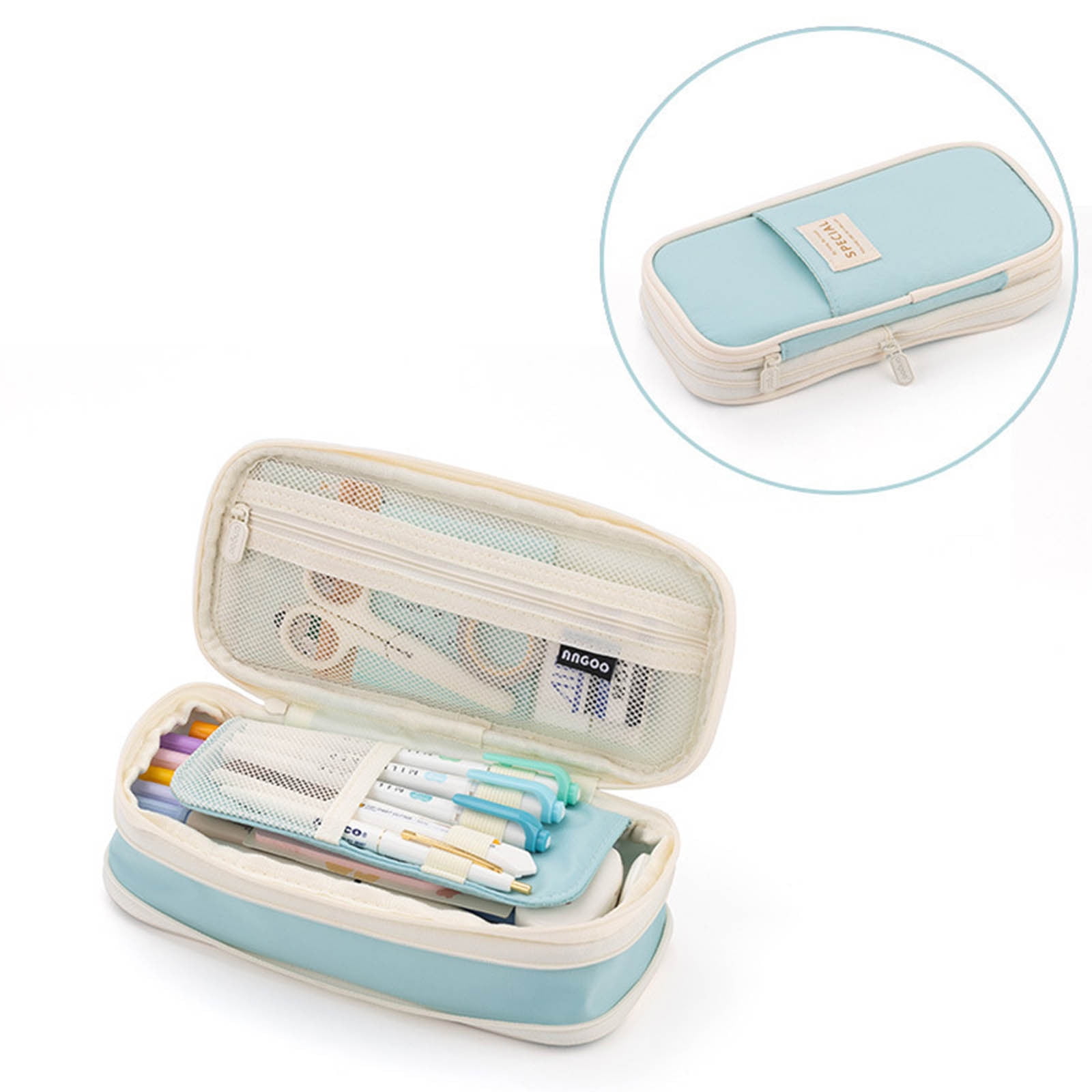 JMKQLZ Expandable Large Capacity Nylon Pencil Case with Premium Zipper ...