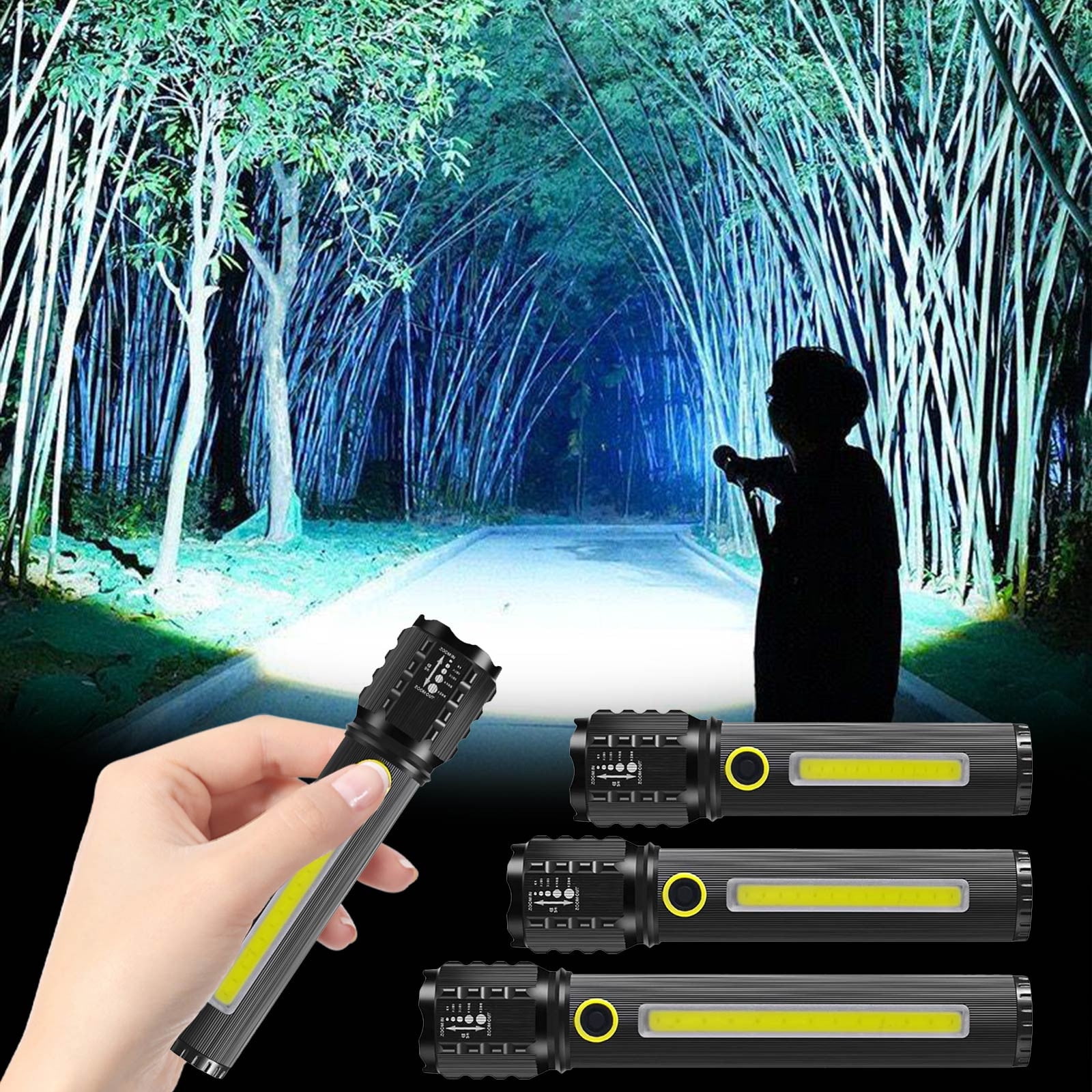 JMKQLZ Flashlight Rechargeable, Aluminum Alloy Flashlight, Long-range ...