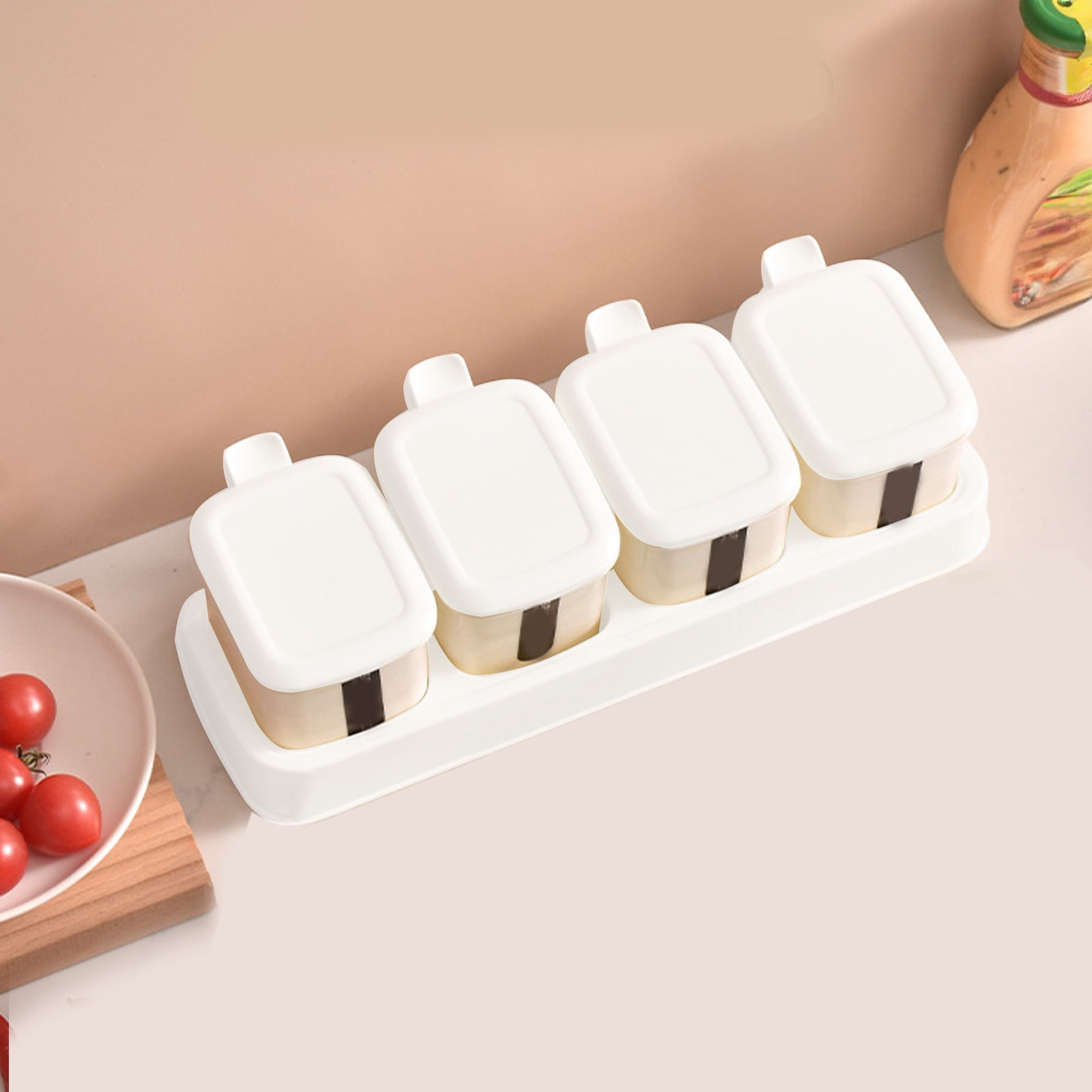 Four Section Press-Style Seasoning Container Set - Integrated Spice ...