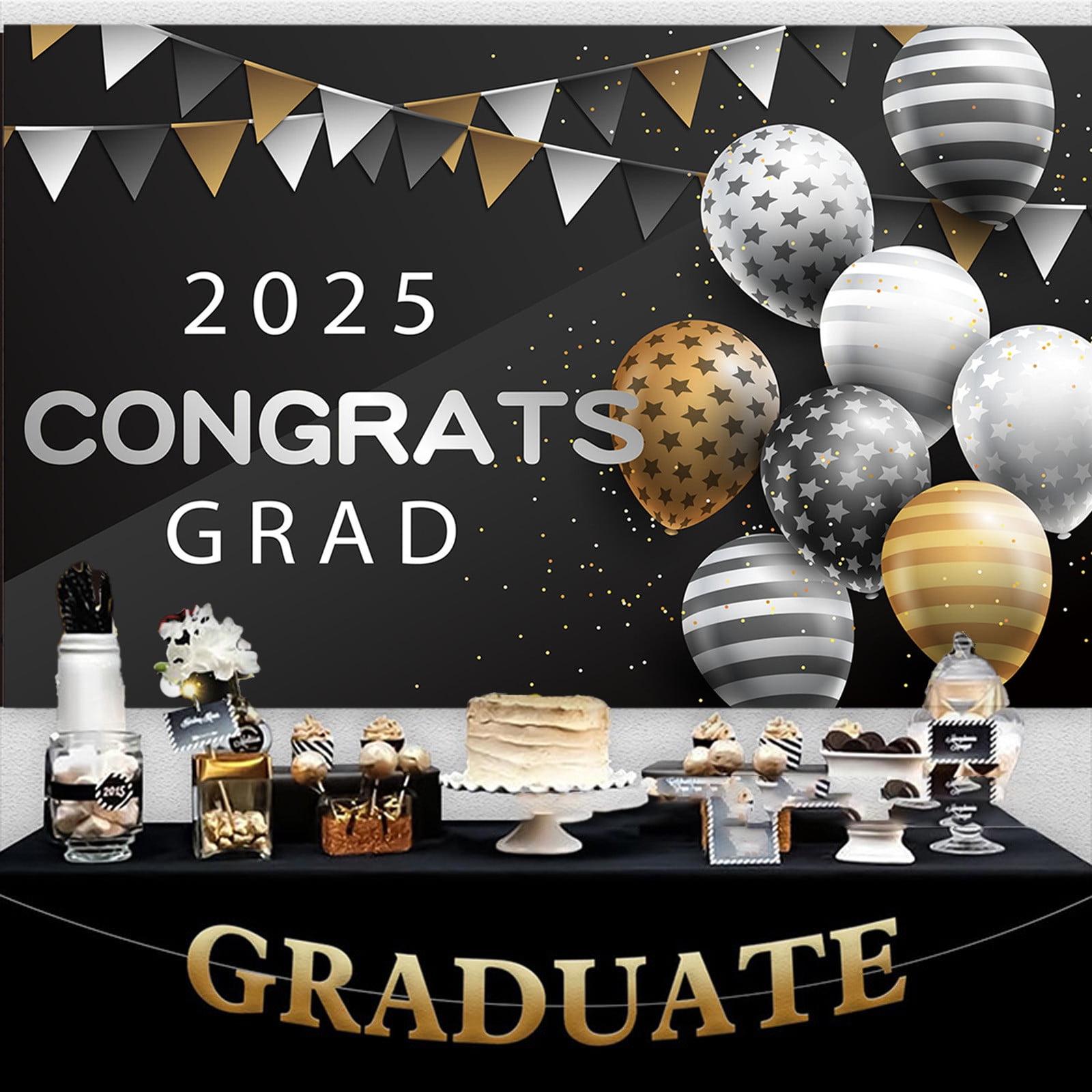 JMKQLZ Graduation Decorations Class of 2025,Graduation Backdrop,Class ...