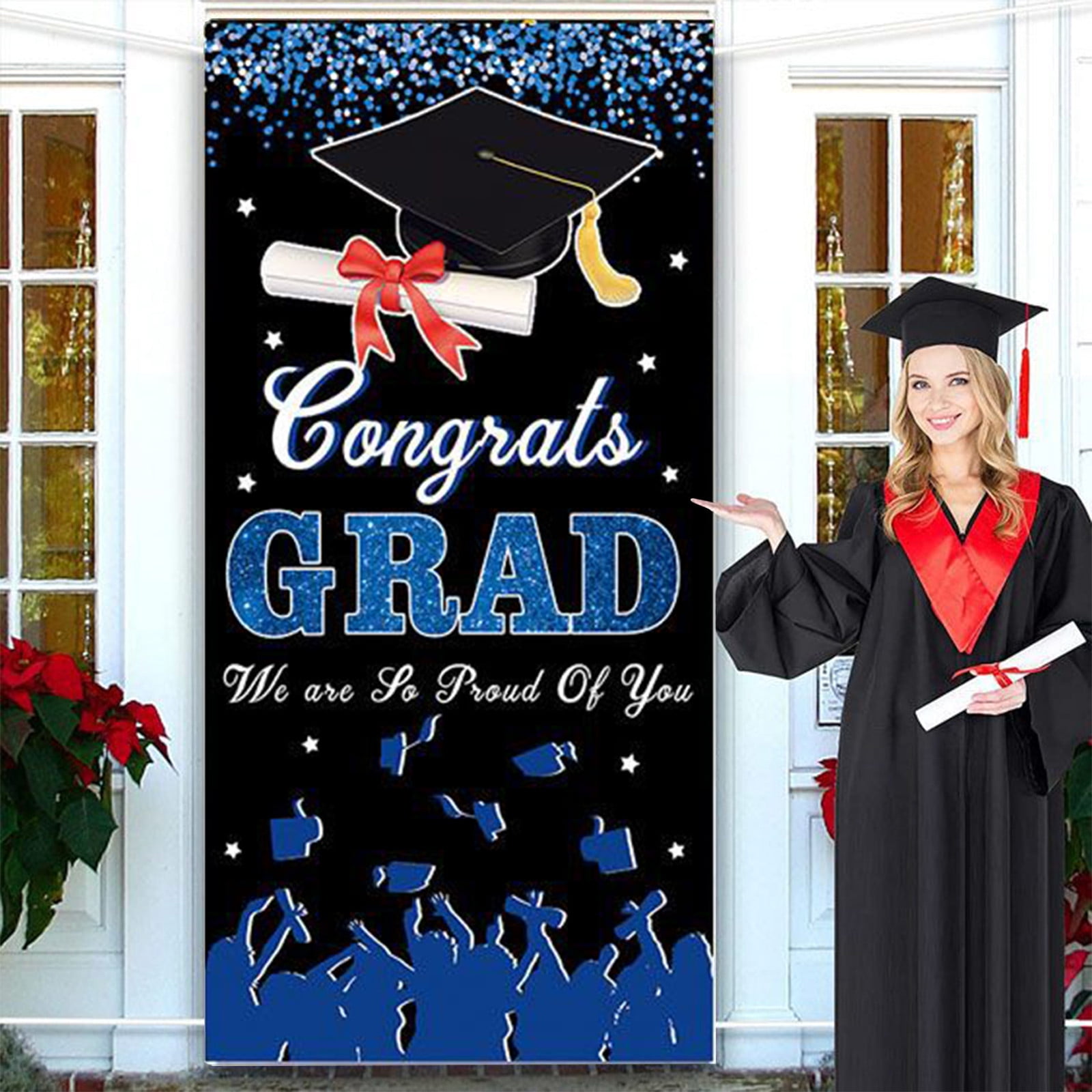JMKQLZ Graduation Season Glitter Background Graduation Decorations ...