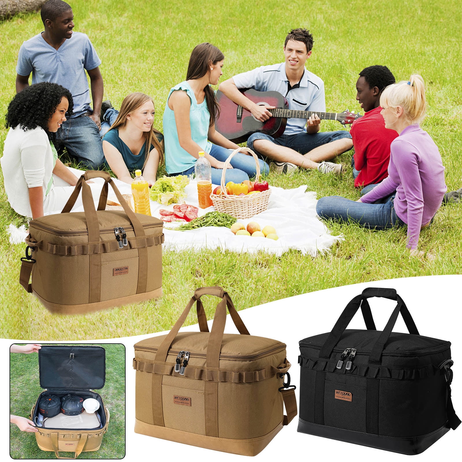 JMKQLZ Grill and Picnic Bag, Camping BBQ Organizer for Utensil, Plate ...