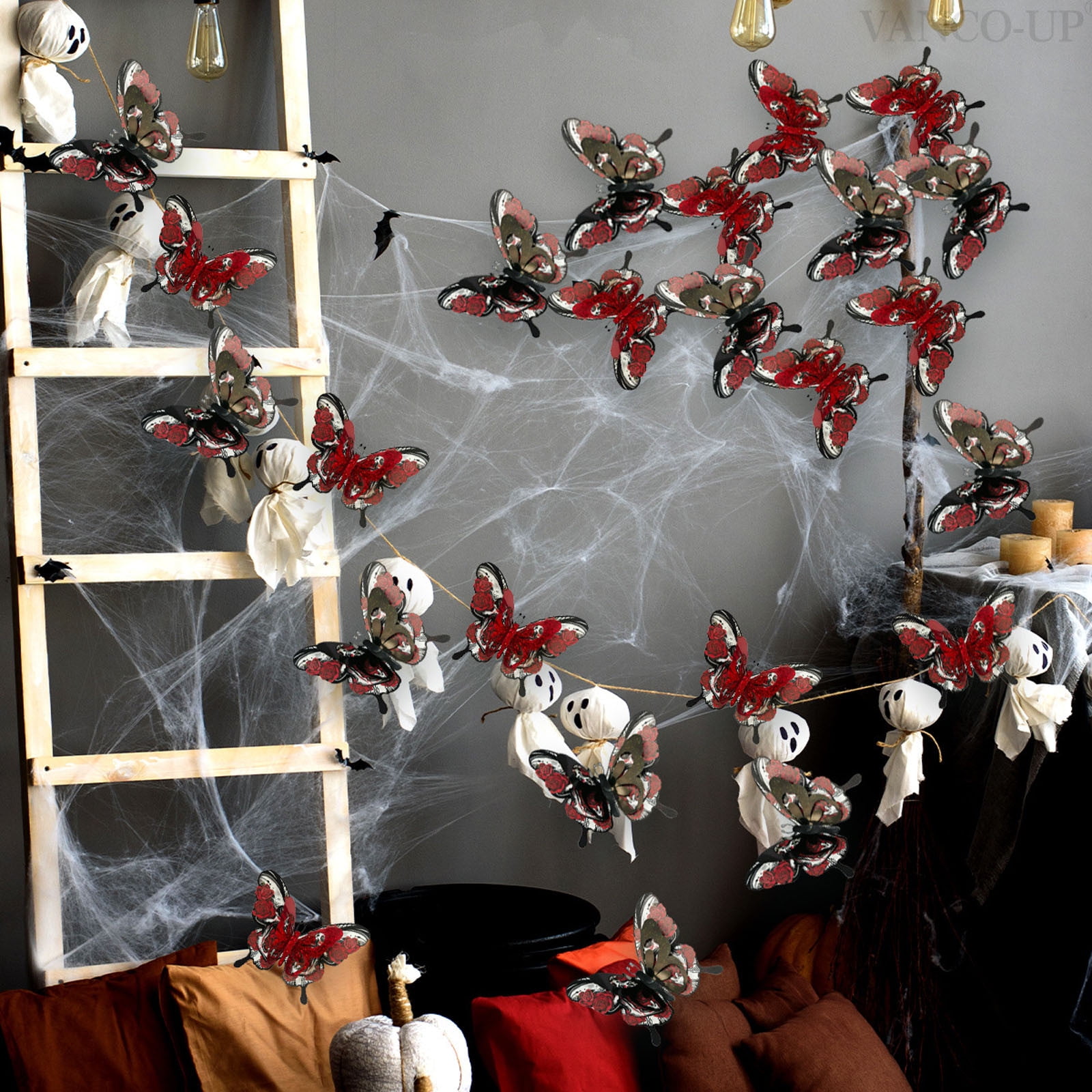 JMKQLZ Halloween Removable Wall Art Decor with Gothic Floral Motifs ...