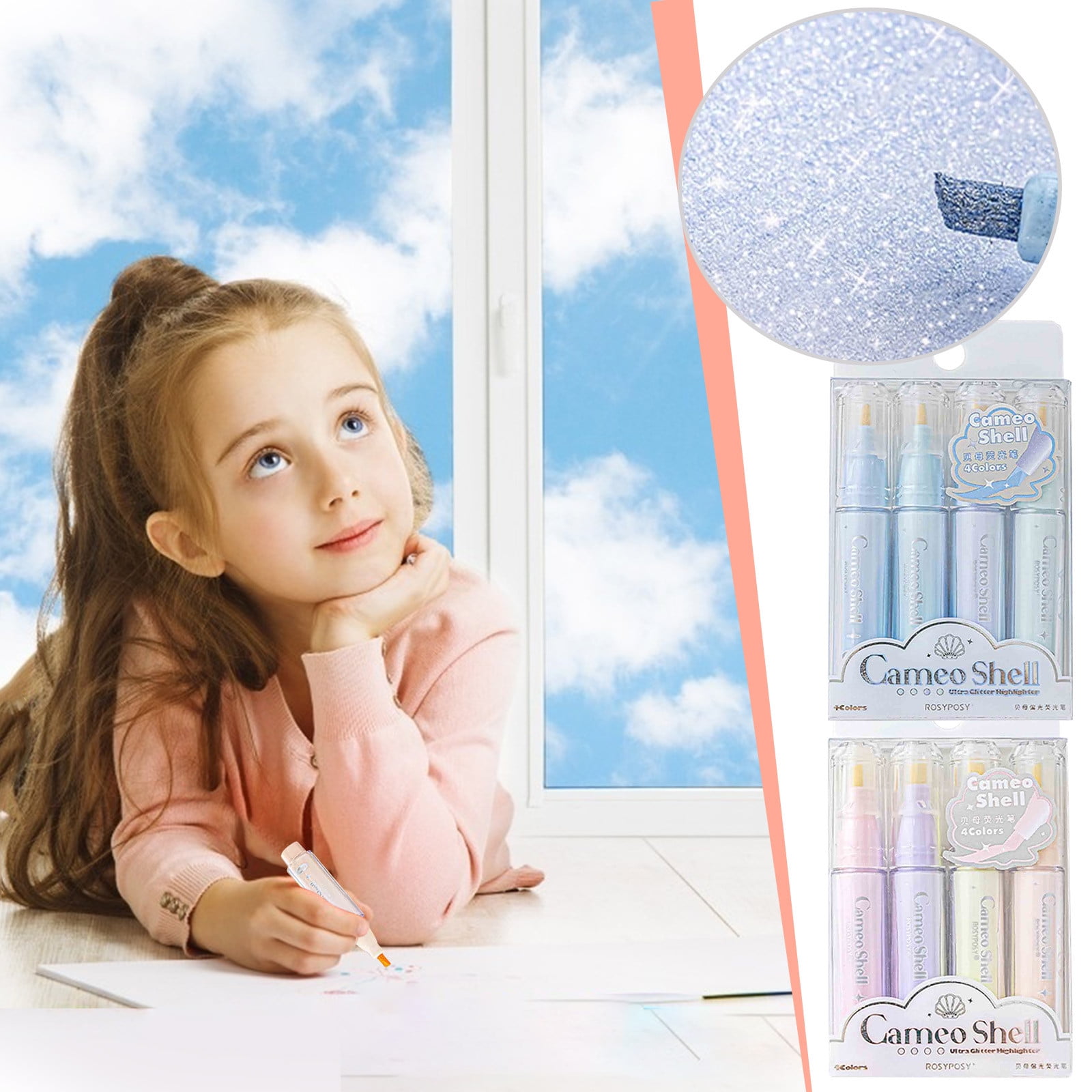 JMKQLZ Highlighter Pen, Burst Flash Heart Marker Pen, Water Based, No ...