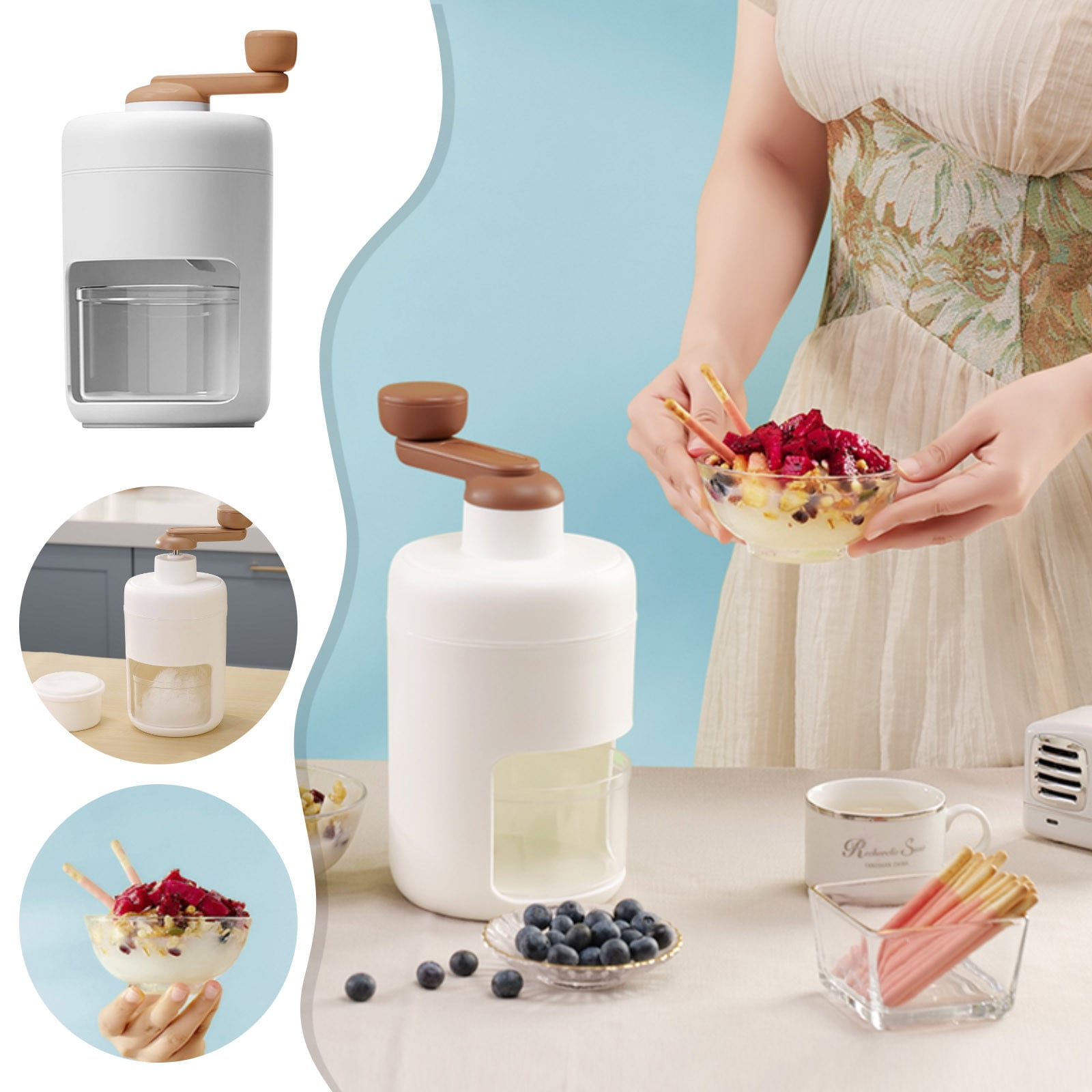 JMKQLZ Manual Shaver Ice Machine, Portable Ice Crusher Snow Cone ...