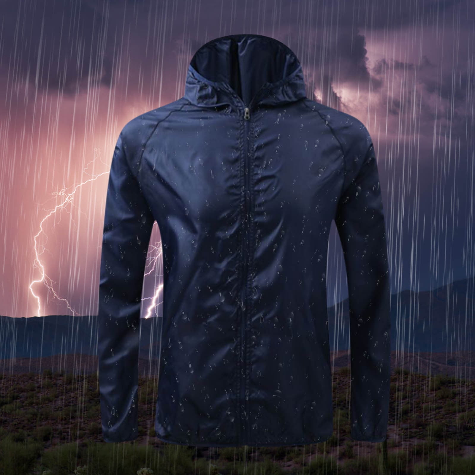 JMKQLZ Men and Women's Packable Rain Jacket Lightweight Waterproof ...