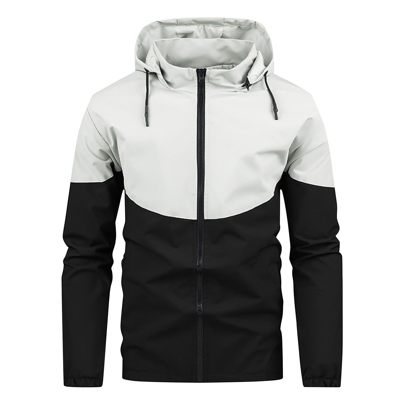 JMKQLZ Men's Spring Color Combination Fashion Hooded Everything Trend ...