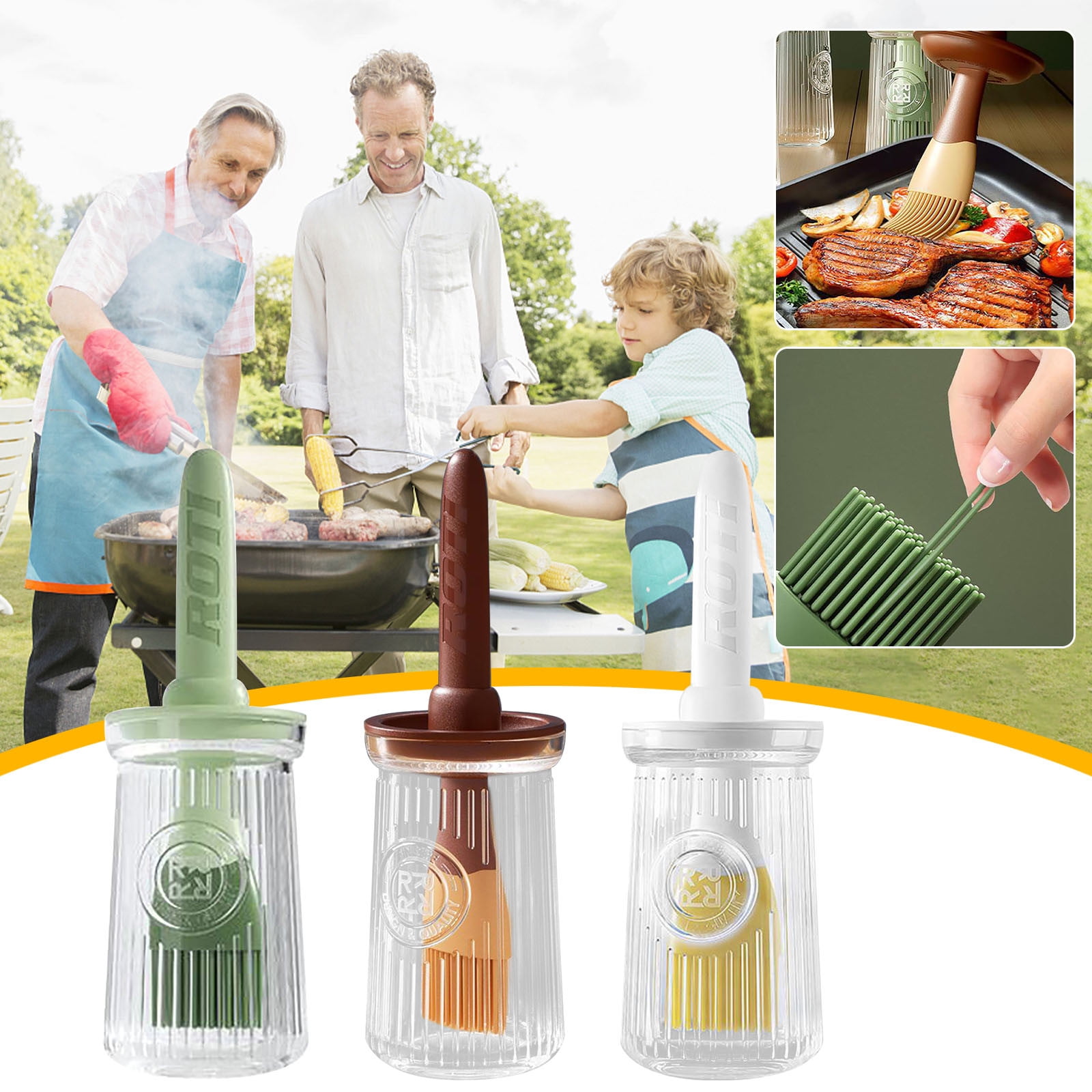 JMKQLZ Oil Bottle Brush with Long Handle, BBQ/Pastry Basting Brushes ...