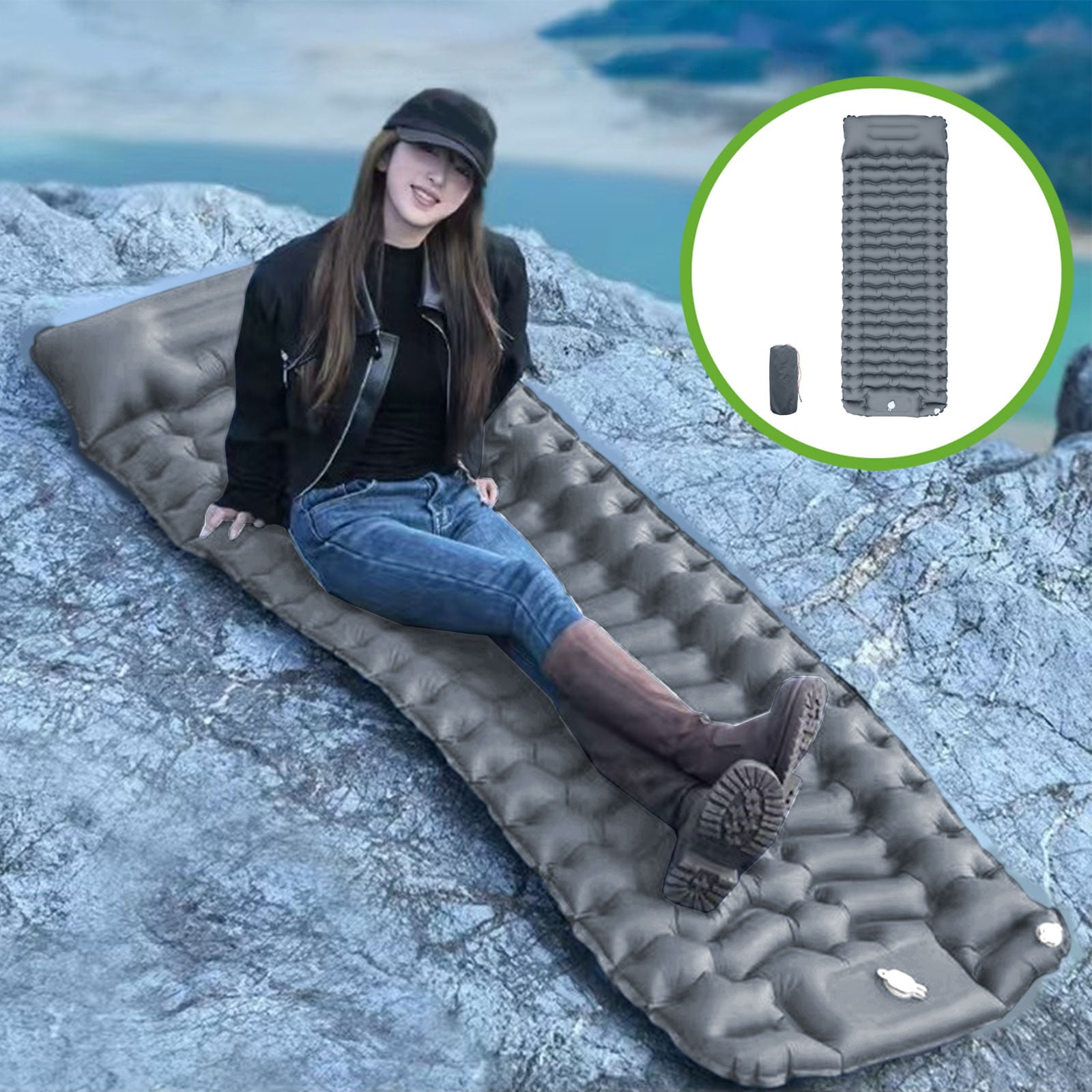 JMKQLZ Outdoor Sleeping Pad Camping Tent Air Mat for Travel Backpacking ...