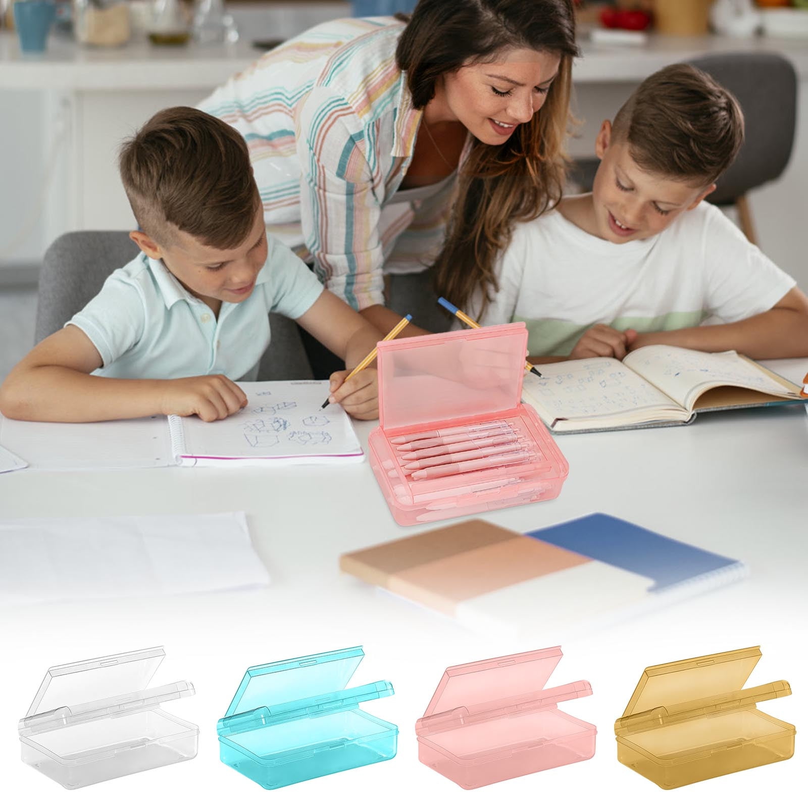 JMKQLZ Pencil Box, Large Capacity Pencil Boxes 2 Compartments, Hard ...