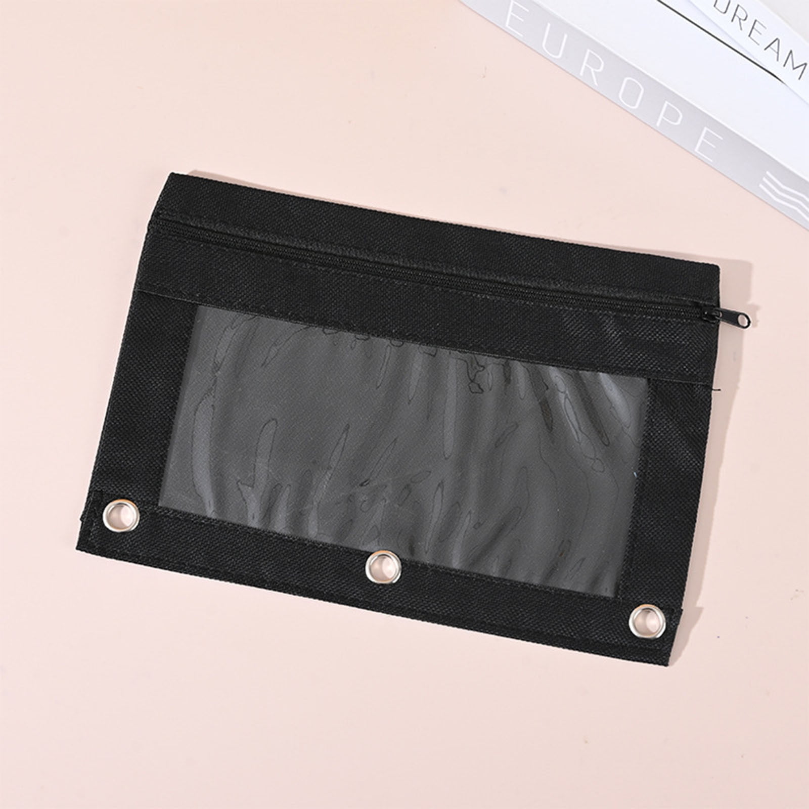 JMKQLZ Pencil Pouch for 3 Ring Binder, Clear Window Pencil Case with Smooth Zipper, Big Capacity ...