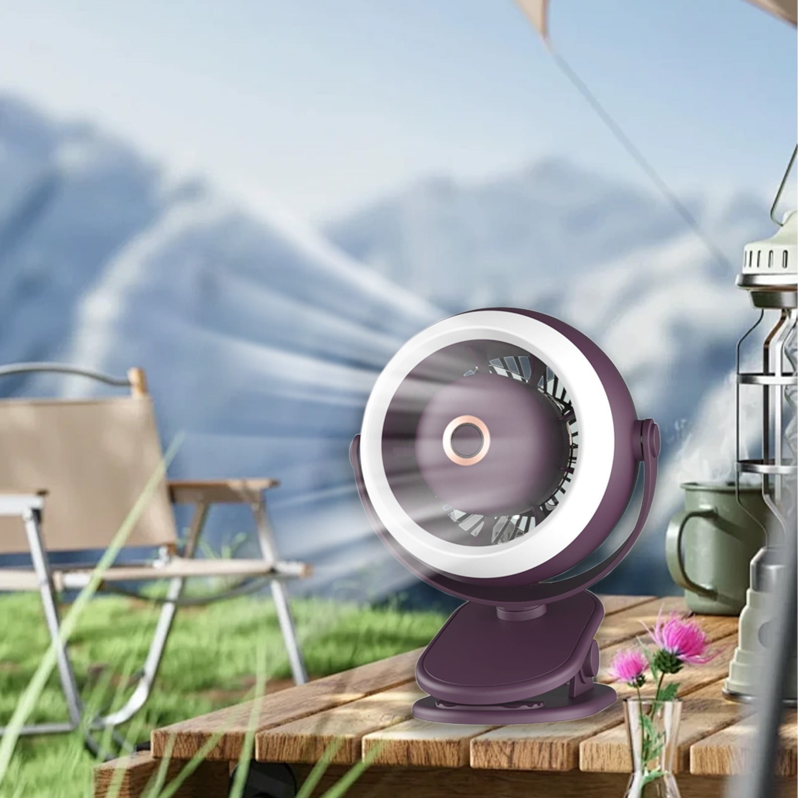 JMKQLZ Portable Mini Clip Turbo Fan with Light, 3 Speed Rechargeable ...