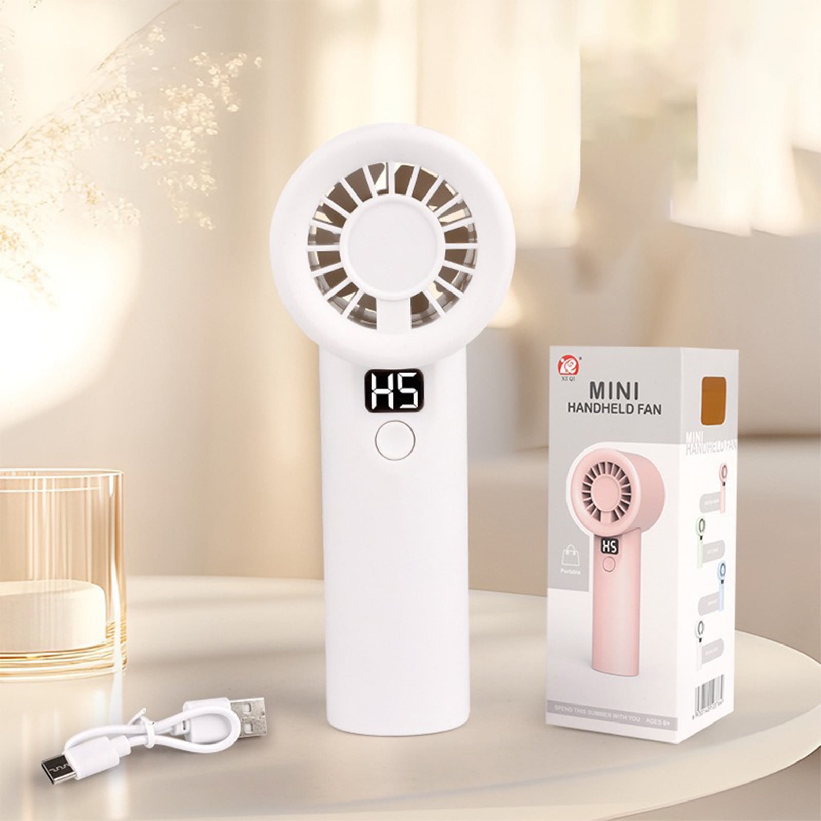 JMKQLZ Portable USB Rechargeable Mini Fan with Temperature Display ...