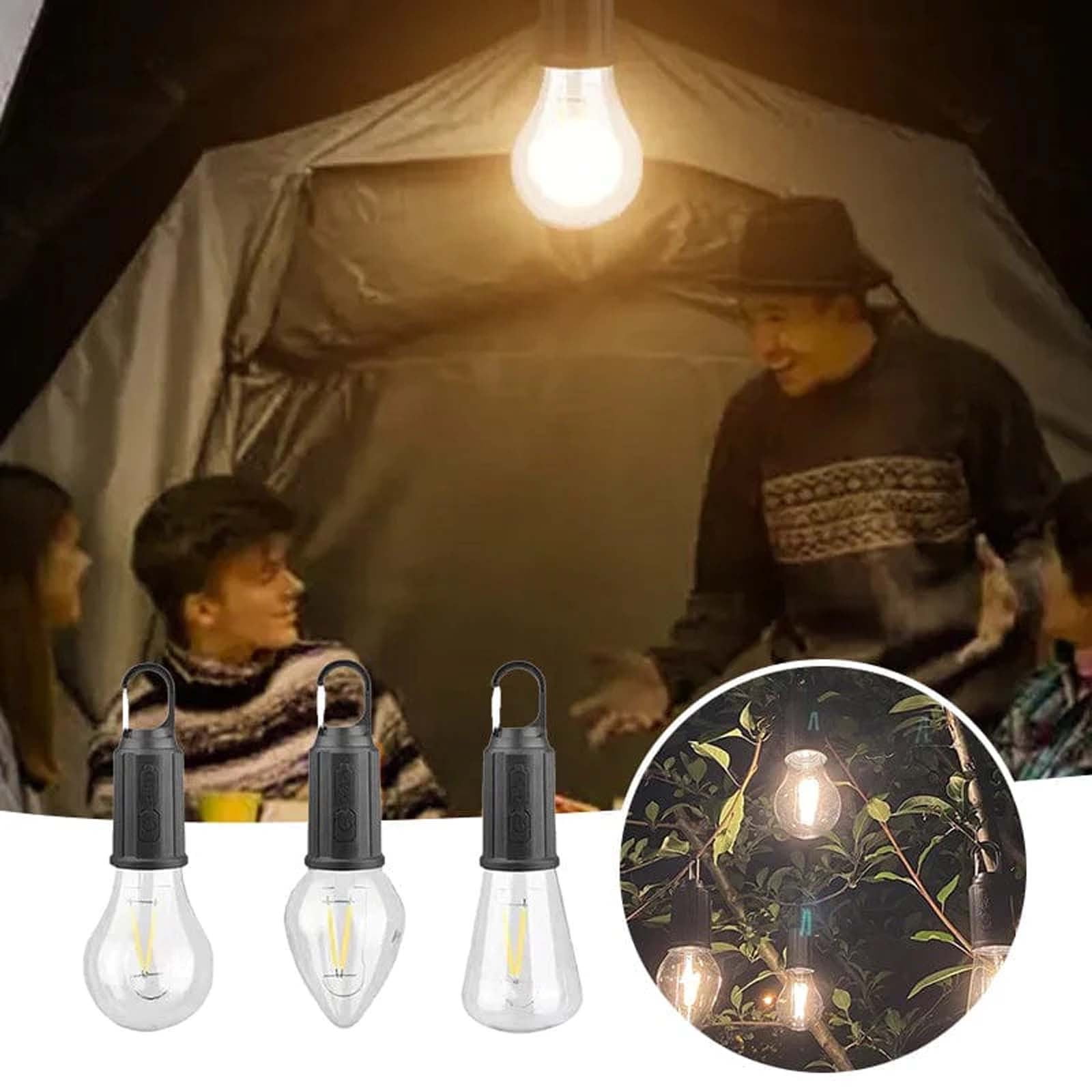 JMKQLZ Rechargeable Tent Hanging Light Bulb, Portable Outdoor Vintage ...