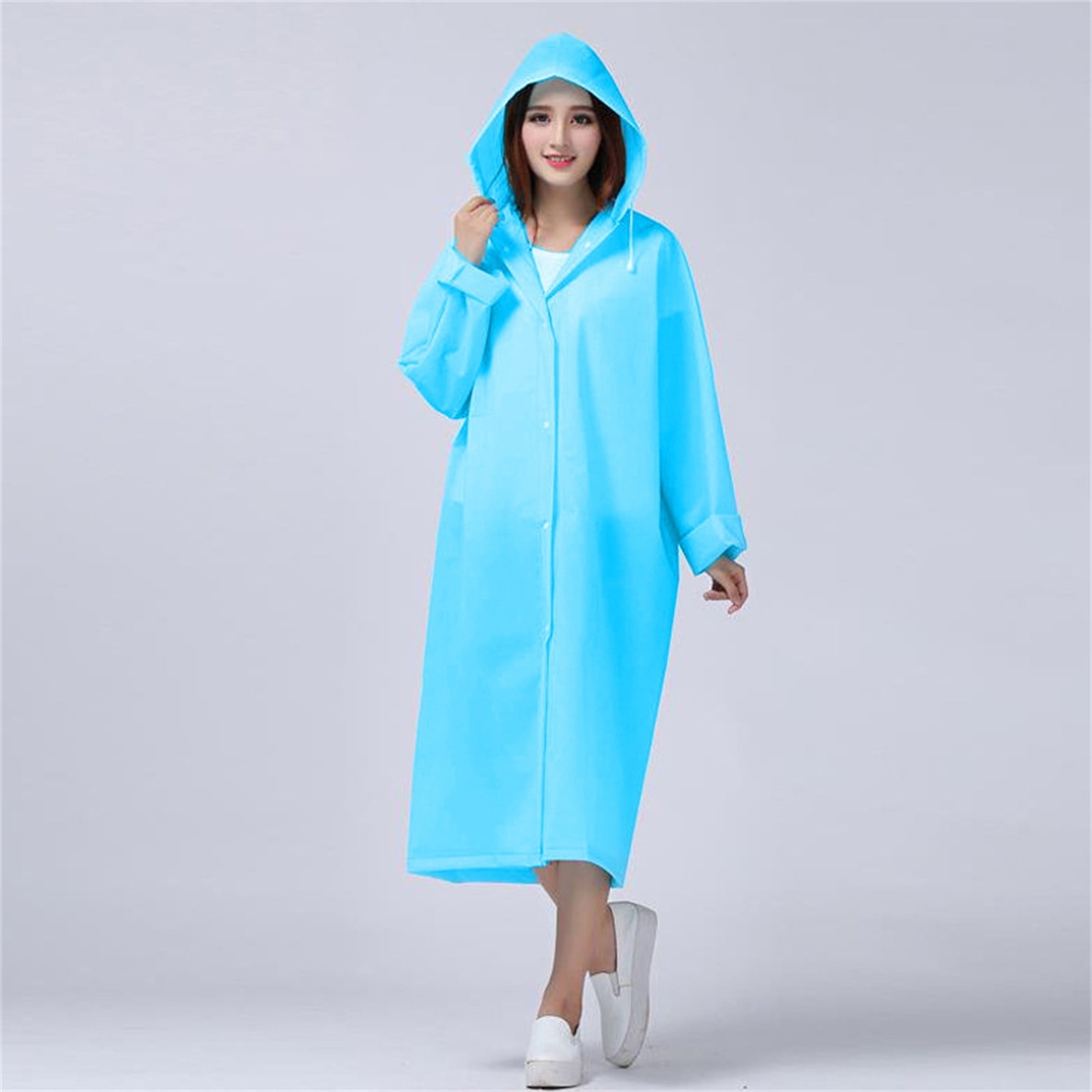 JMKQLZ Reusable Adult Rain Ponchos Lightweight Waterproof Raincoat with ...