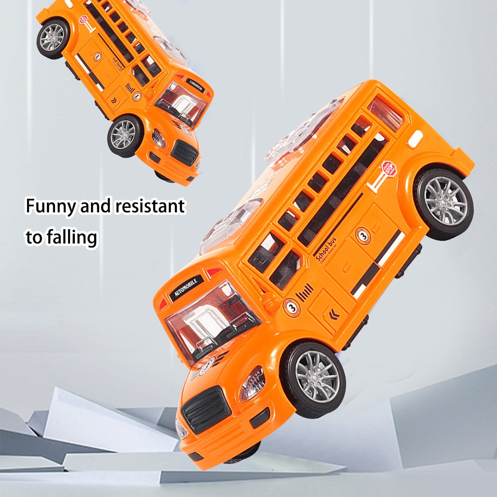 JMKQLZ School Bus Toy, Friction Powered School Bus Toy Inertial Toy Car ...