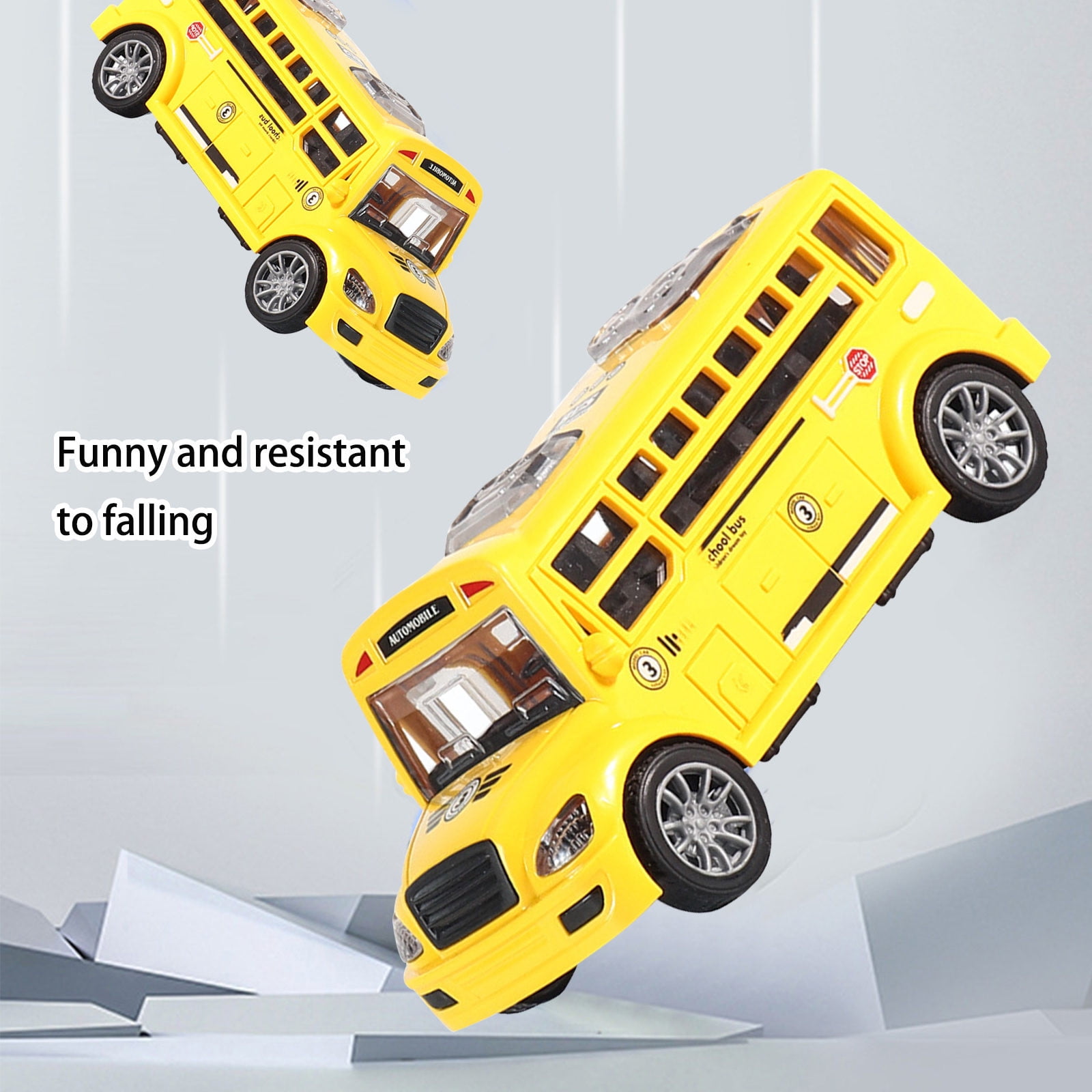 JMKQLZ School Bus Toy, Friction Powered School Bus Toy Inertial Toy Car ...