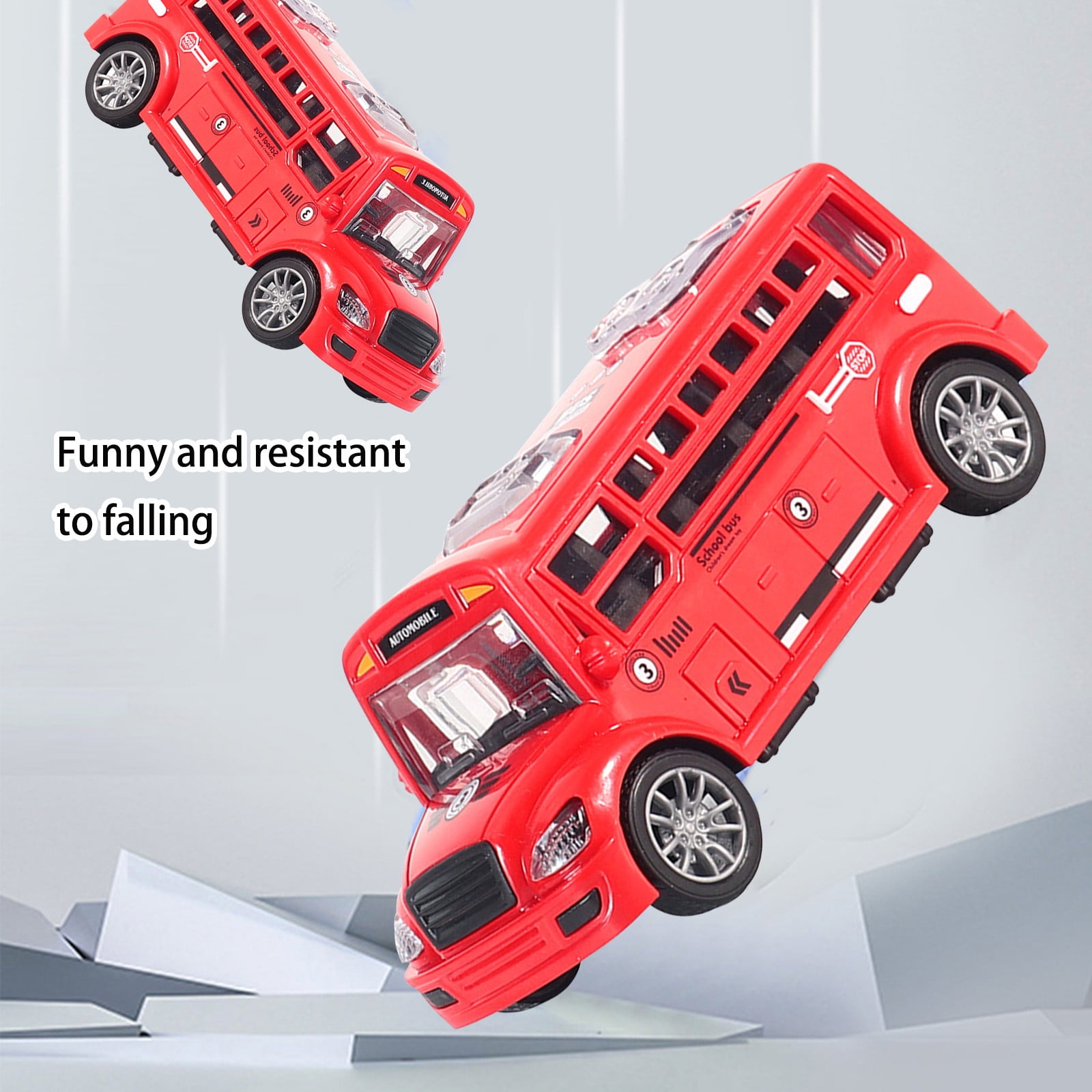 JMKQLZ School Bus Toy, Friction Powered School Bus Toy Inertial Toy Car ...