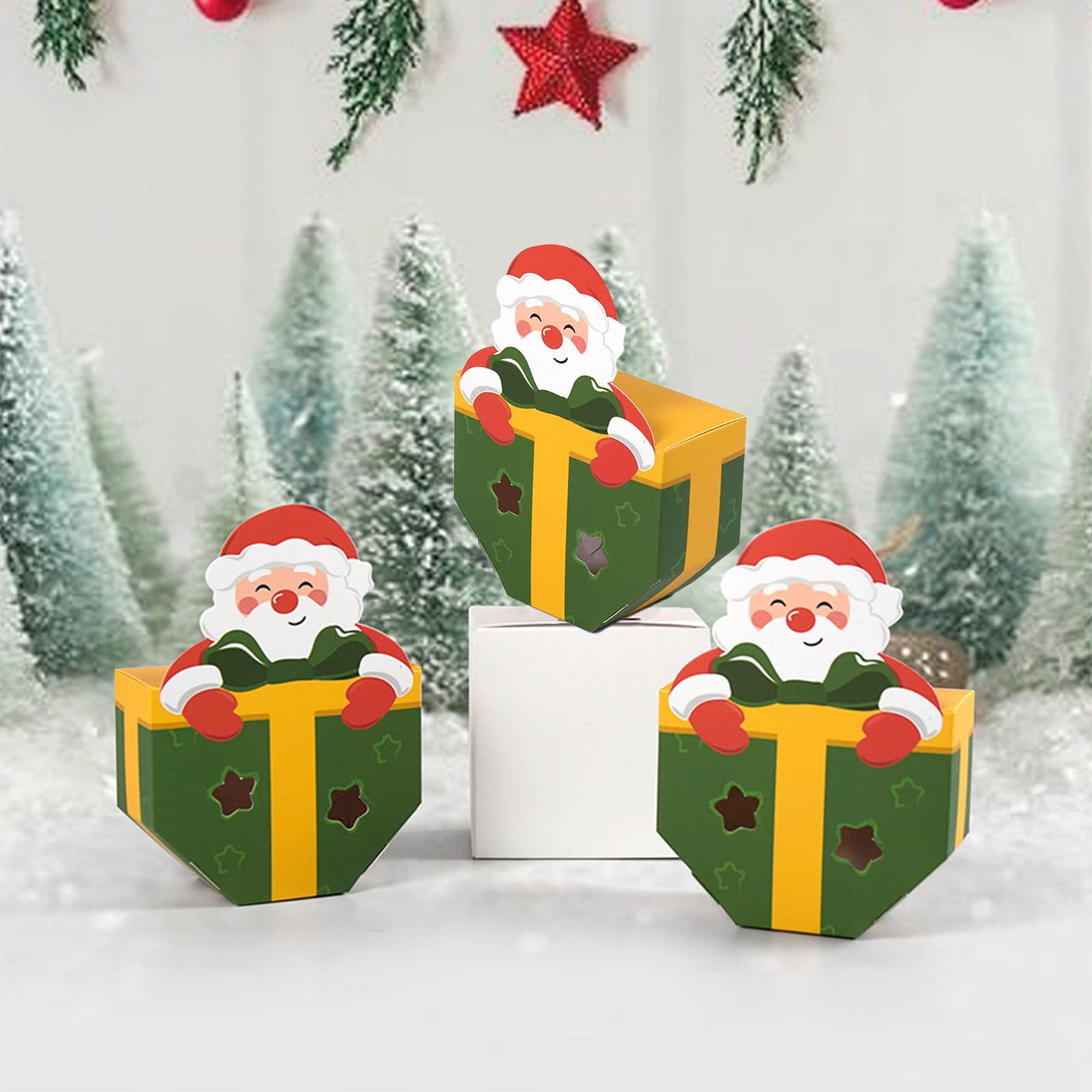 JMKQLZ Set of 10 Foldable Christmas Candy Gift Boxes with Window Design ...