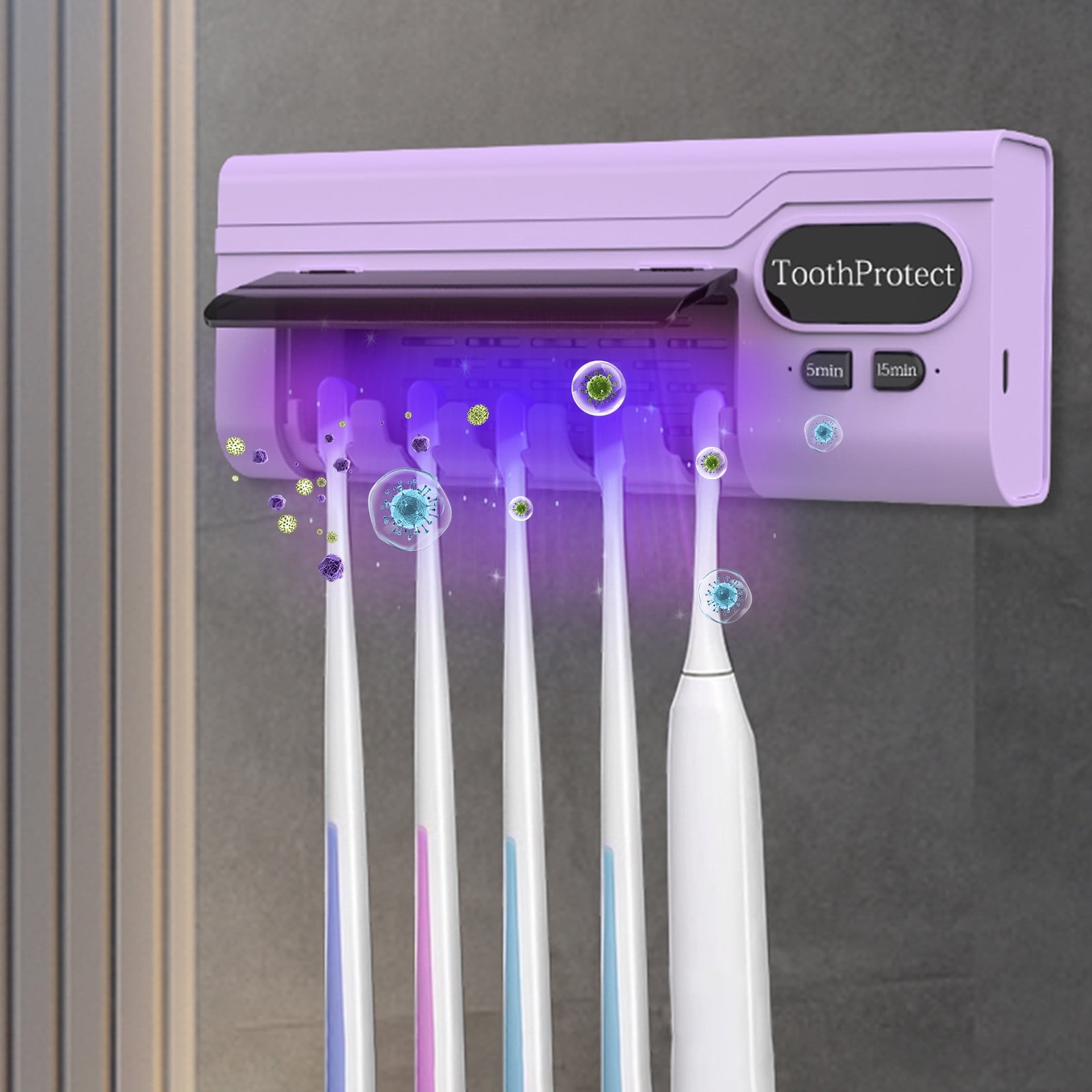 JMKQLZ Smart Toothbrush Sanitizer, Tooth Brush Sterilizer Cleaner Wall ...