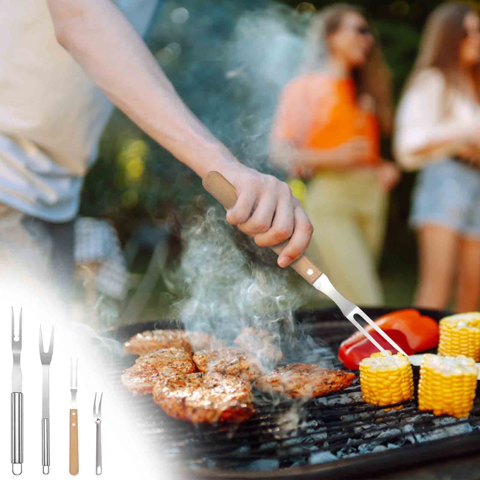 JMKQLZ Stainless Steel Barbecue Fork, Reusable Outdoor Barbecue Meat Forks BBQ Kitchen Tool for ...
