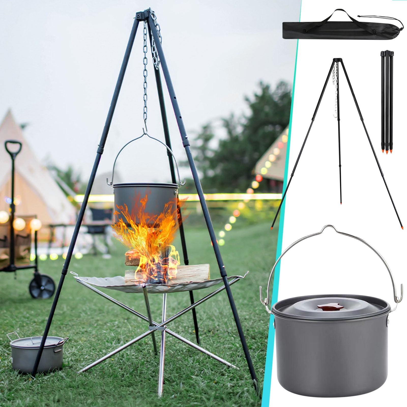 JMKQLZ Firewood Burning Platform And Tripod Hanging Pot And Bracket for ...