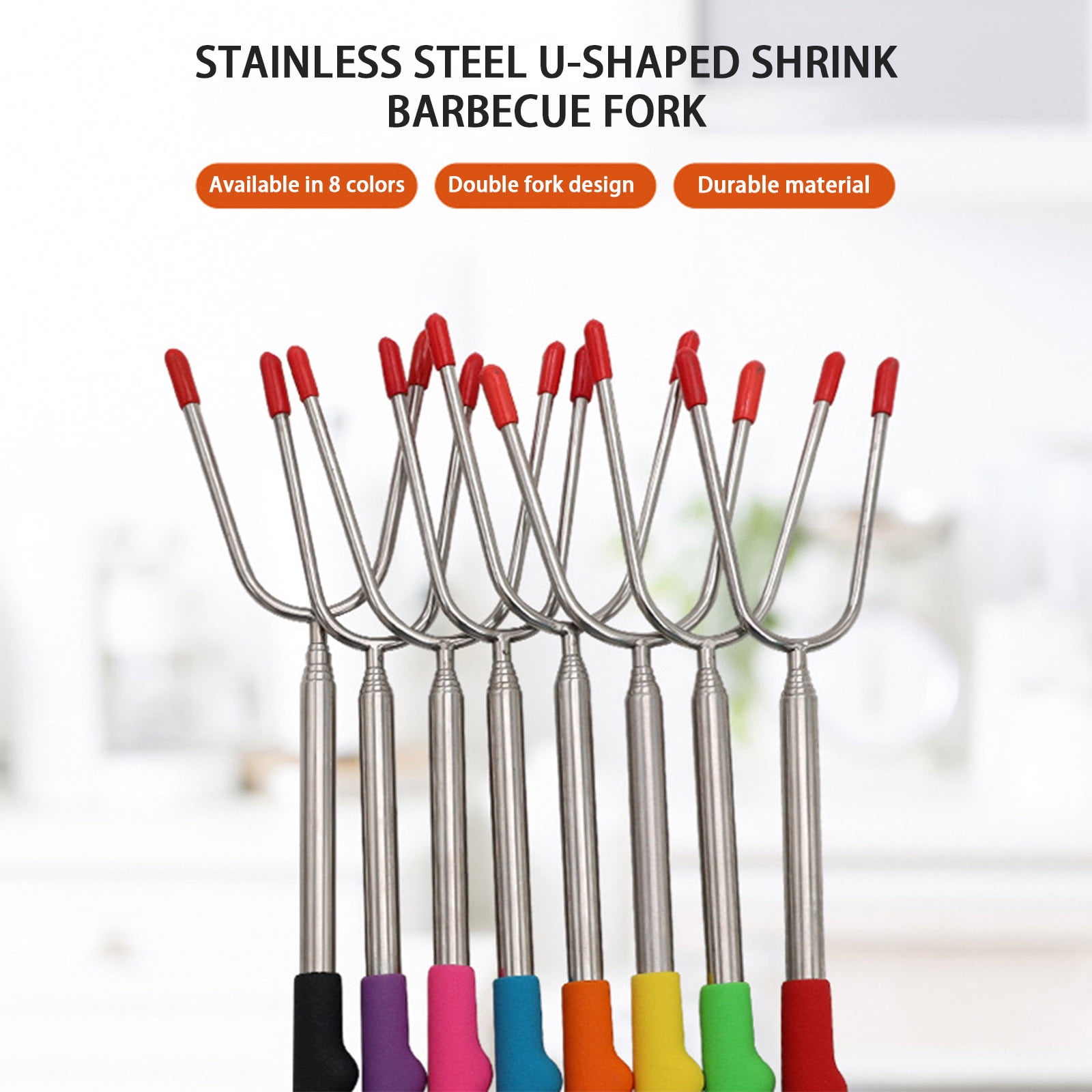 JMKQLZ U-shaped Barbecue Fork, Stainless Steel Extension BBQ Barbecue ...