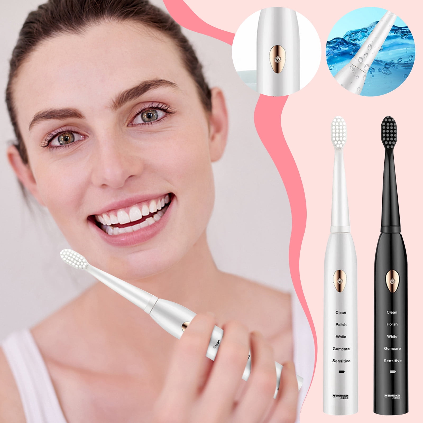 JMKQLZ USB Rechargeable Sonic Electric Toothbrush for Adults Powered ...
