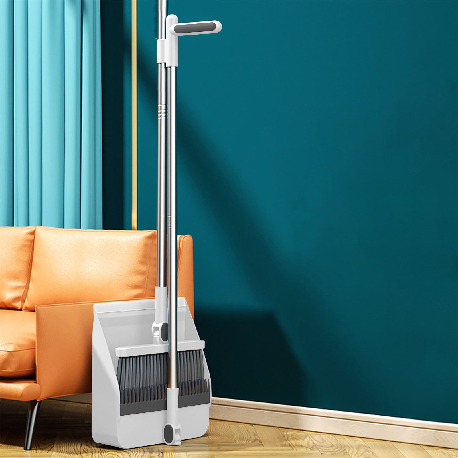 JMKQLZ Upgrade Broom-Dustpan Set, Self-Cleaning with Dustpan Teeth ...