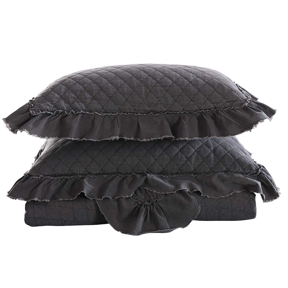 JML 3 Piece Ruffle Quilt Set Dark Gray - King - Walmart.com