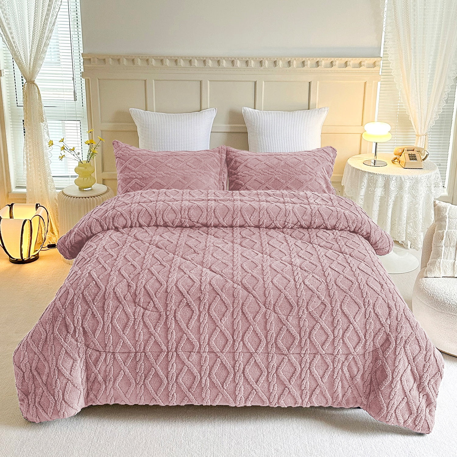 JML 3 Piece Sherpa Blanket For Bed,Winter Warm 3 Ply Fleece Borrego ...