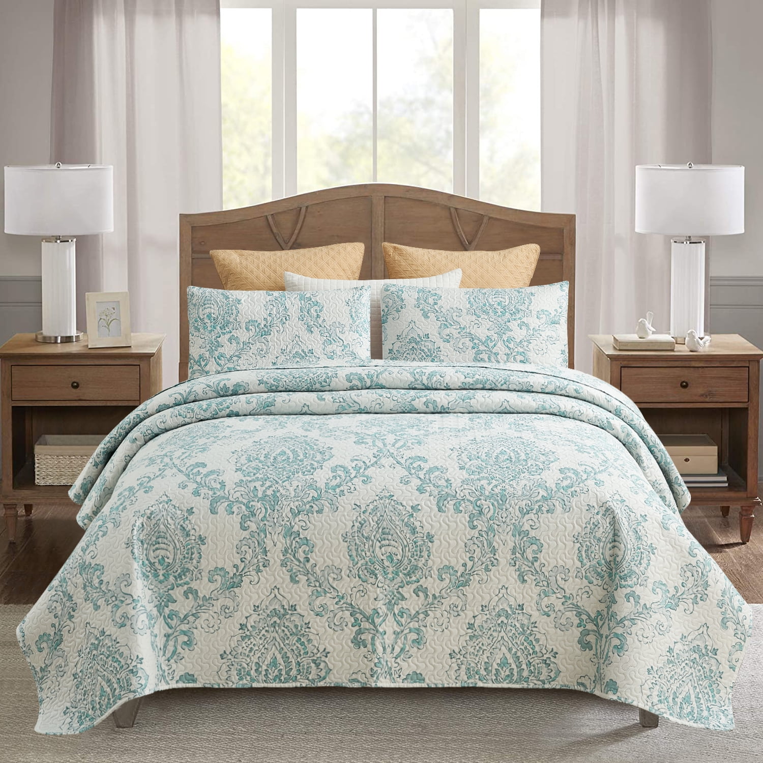 JML 3-Piece Queen Size Bedspread Set, Soft Reversible Quilt & 2 Shams ...