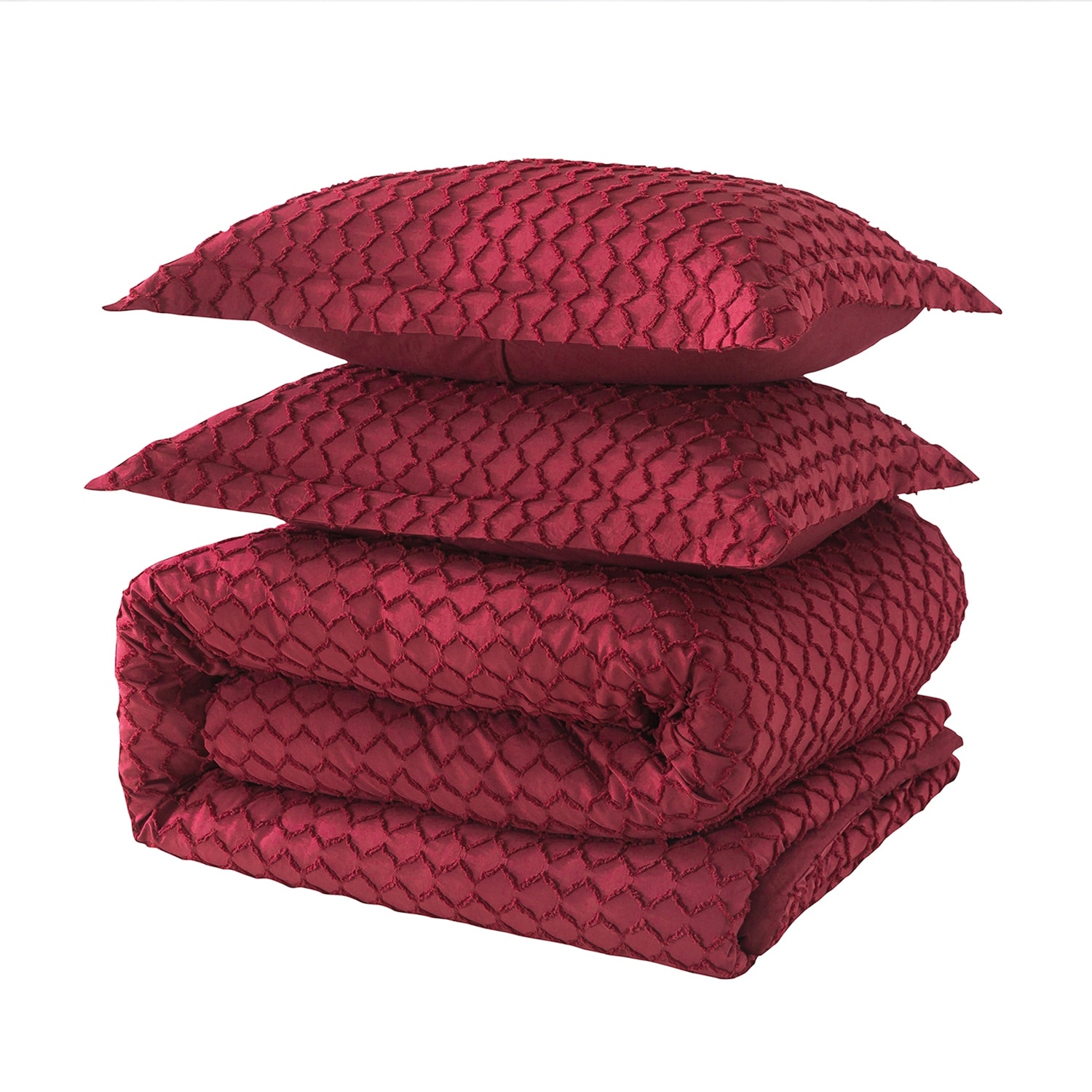 JML Boho Comforter Set,Tufted Design Bedding Set Burgundy - Twin - Walmart.com