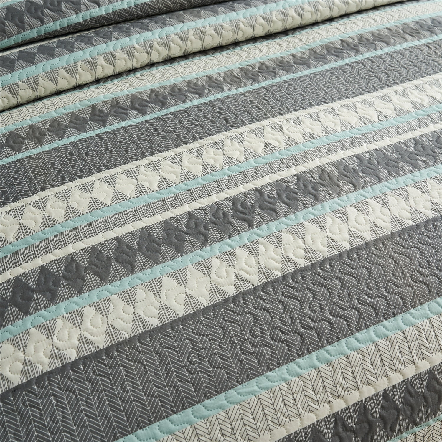 JML Boho Stripe Quilt Reversible 3 Piece Bohemian Design Bedding Set ...