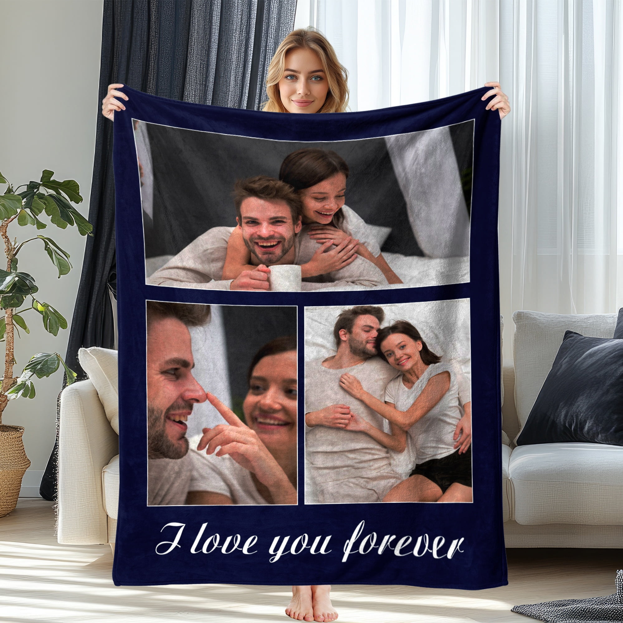 JML Custom Soft Flannel Blanket - Personalized Photo & Text Throw ...