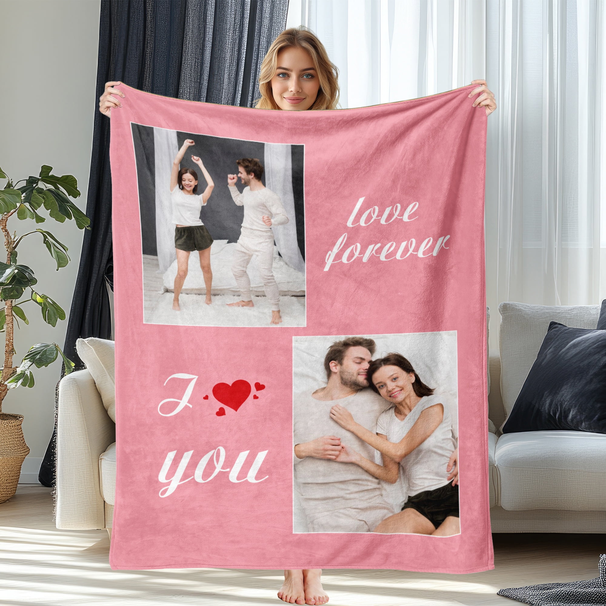 JML Custom Soft Flannel Blanket - Personalized Photo & Text Throw ...