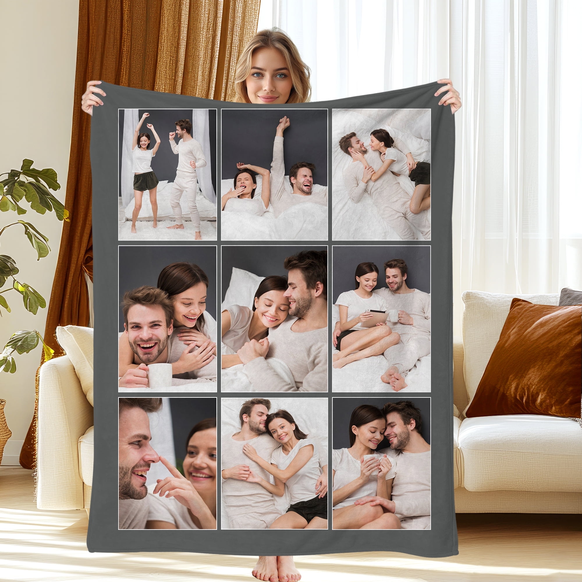 JML Custom Soft Flannel Blanket - Personalized Photo & Text Throw, Blankets & Throws 40"x50" for ...