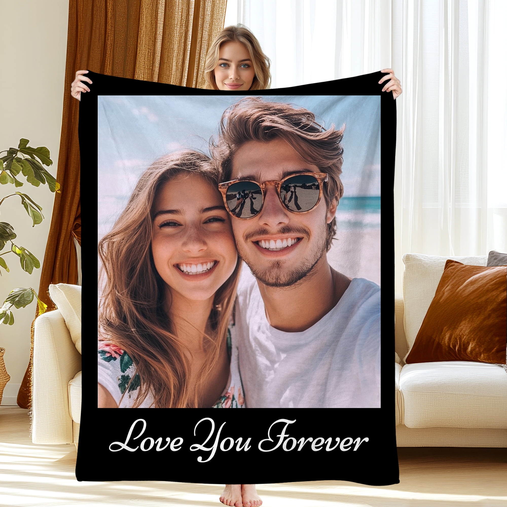 JML Custom Soft Flannel Blanket - Personalized Photo & Text Throw ...