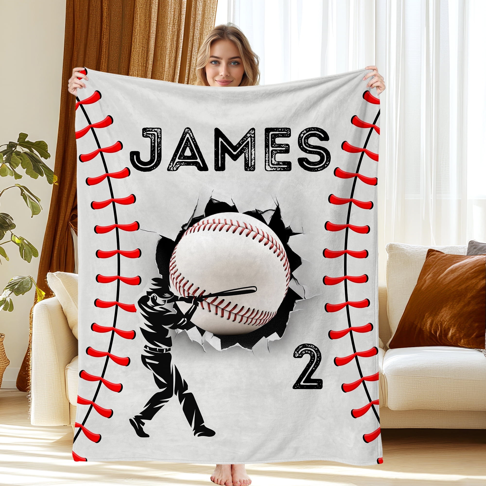 Personalized Baseball Blankets with Name Numbers, Custom Baseball Team ...