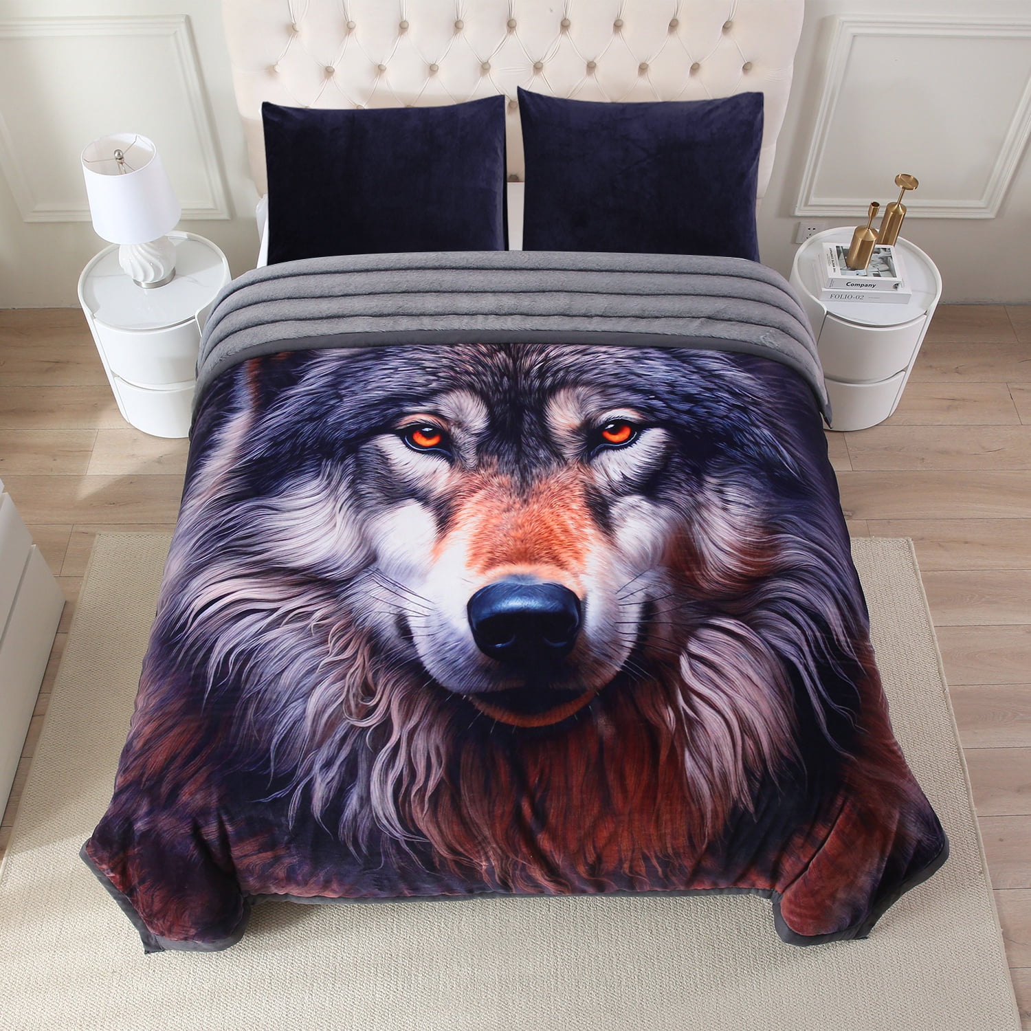 JML Faux Fur & Plush Fleece King Blanket, Double-Sided Patterns 3-Ply ...