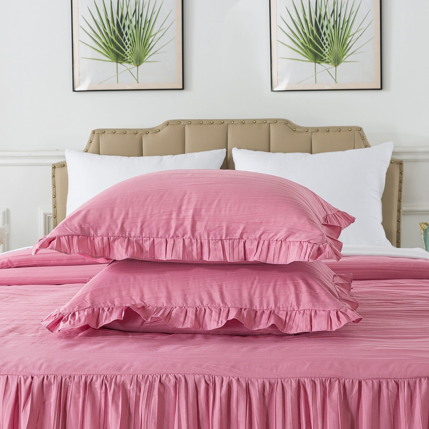 JML Pleated Ruffle Skirt Bedspread with a Rug Woodrose - Twin - Walmart.com