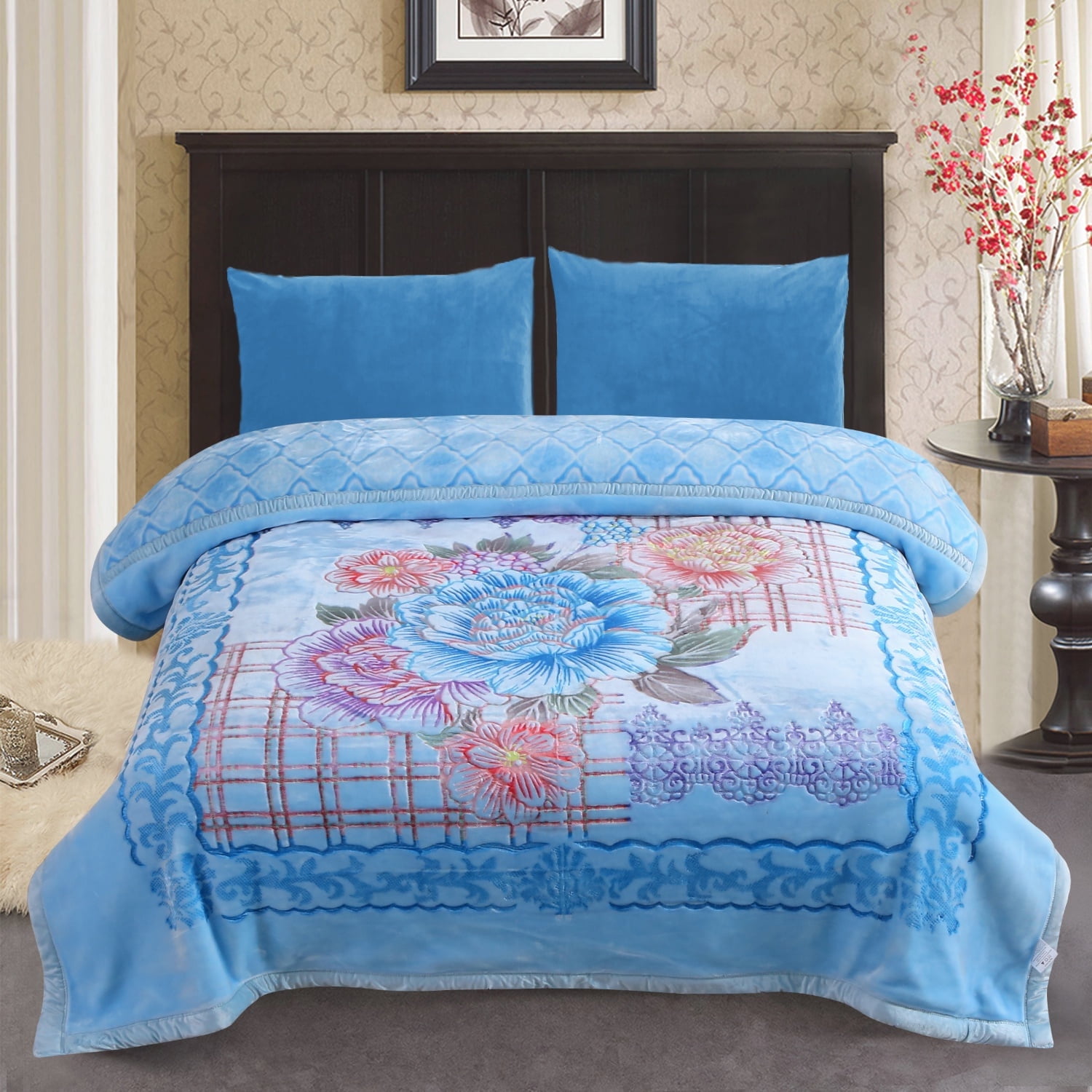 JML Plush Fleece Blanket For King Size Bed 2 Ply Heavy Thick Reversible ...