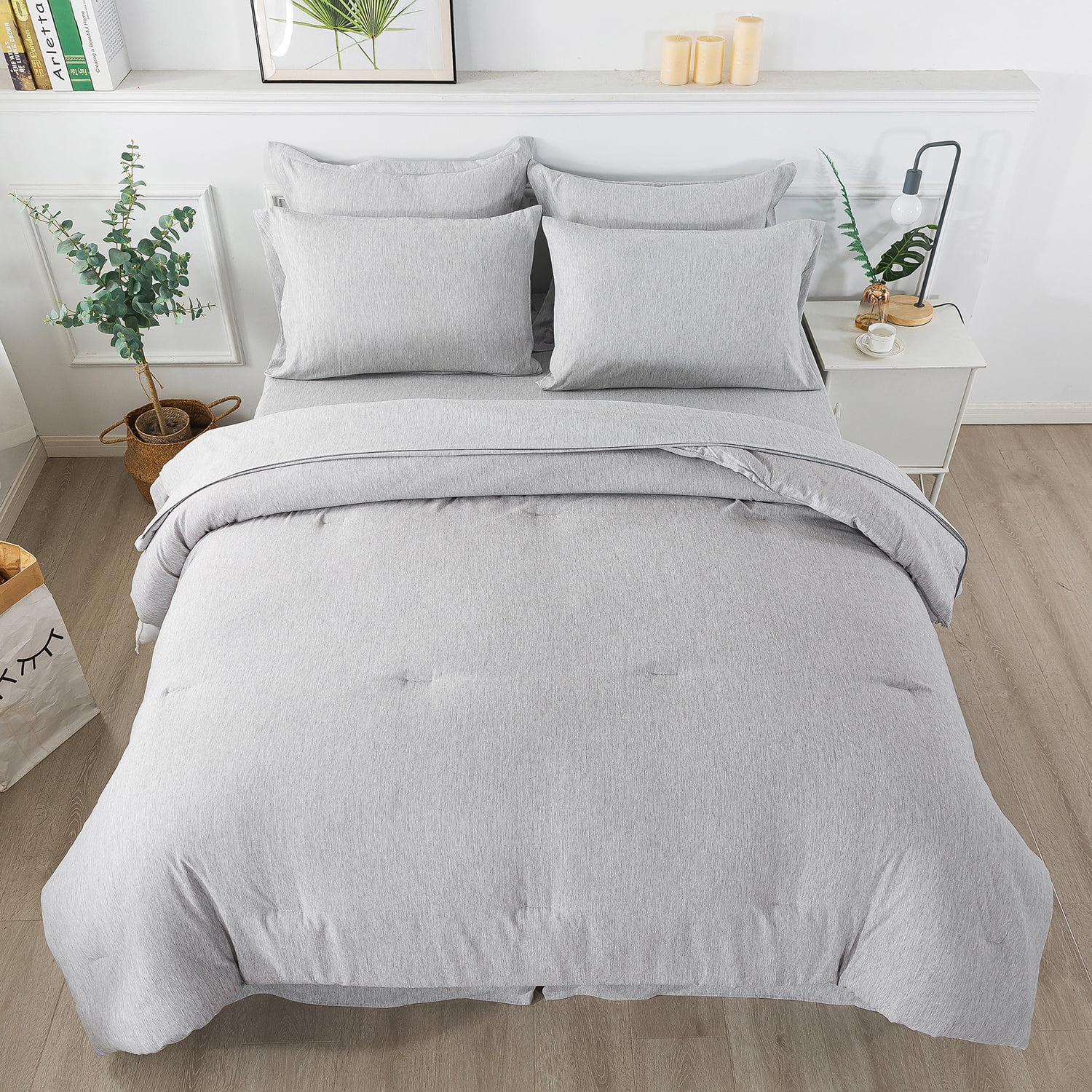 Jml Queen Comforter Set 8 Piece Soft Cationic Dyeing Microfiber Bed In