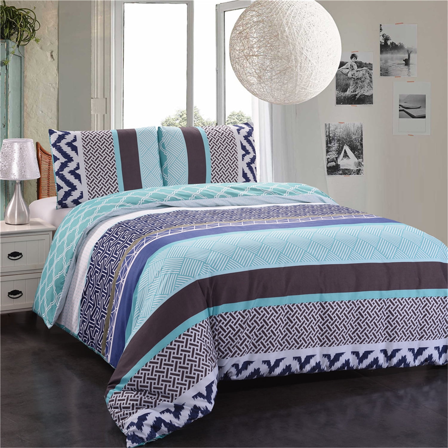 JML Queen Size Duvet Cover Set 3 Piece-Printed Microfiber Comforter ...