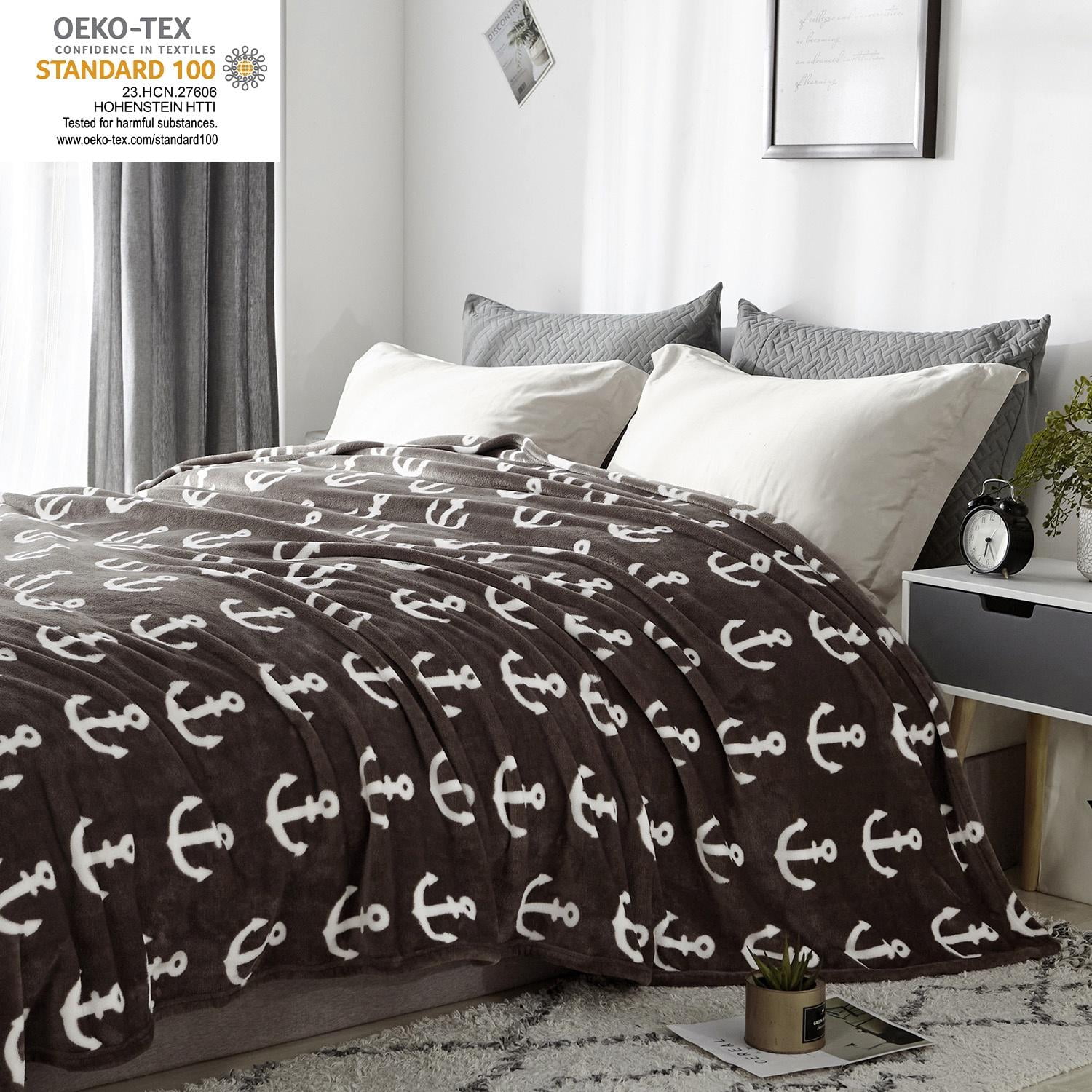 JML Queen Size Flannel Fleece Blanket 90"x90", Luxury Soft Flannel ...