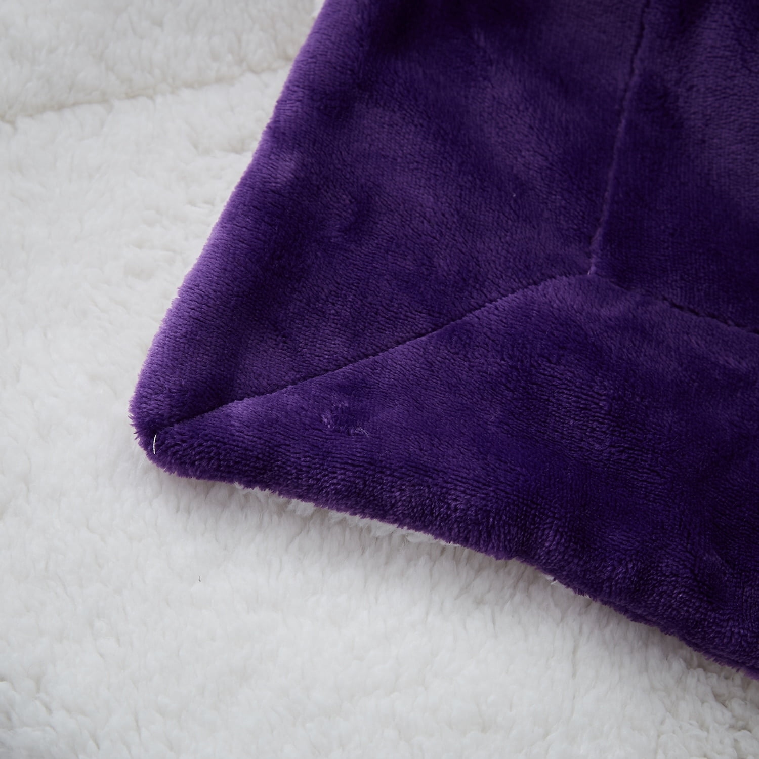 JML Sherpa Fleece Throw Blanket Reversible Plush Bed Blanket Purple ...