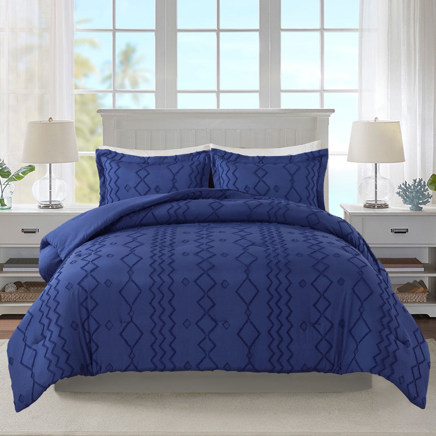 JML King Size Tufted Comforter Set, 3 Pieces - Jacquard Boho Bedding ...