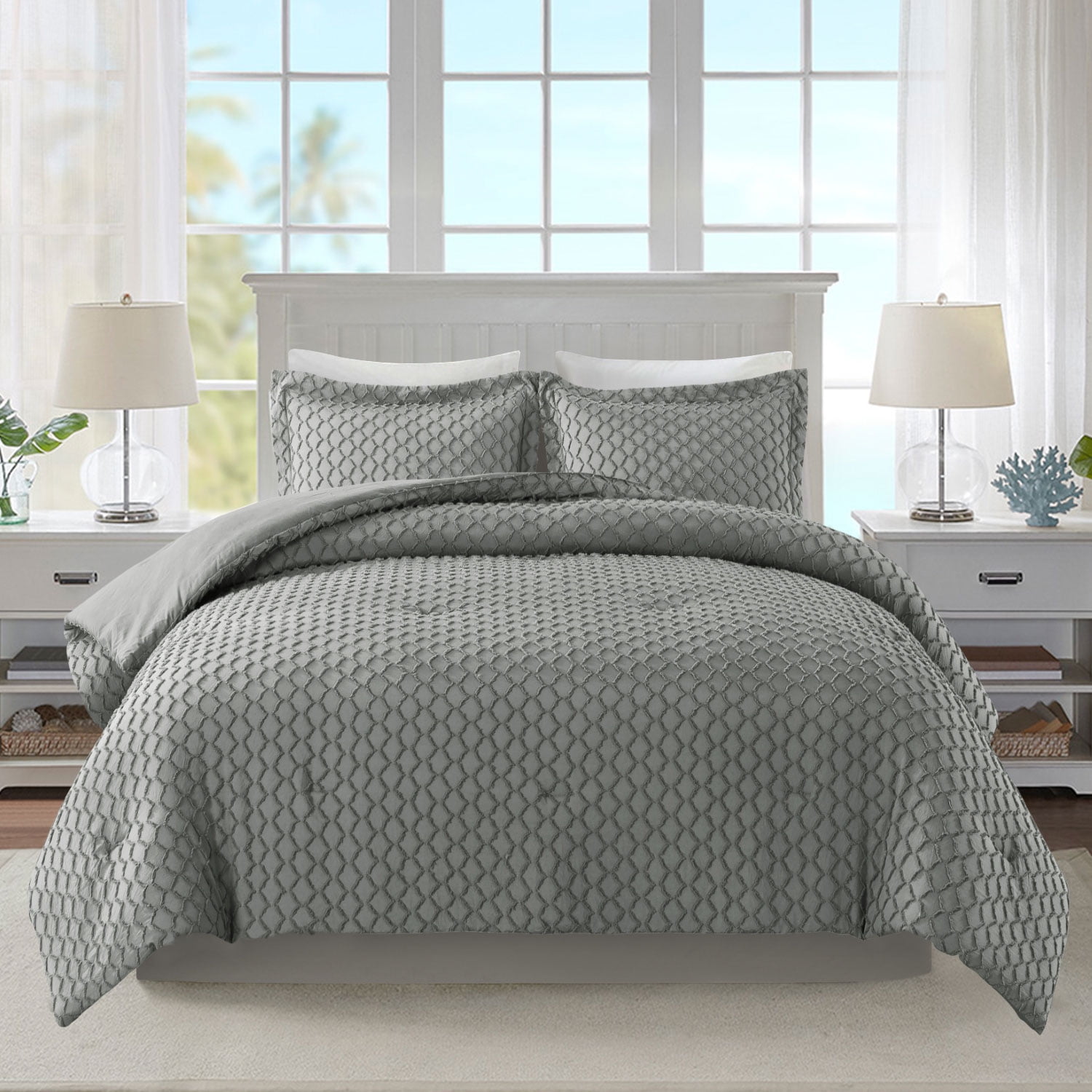 JML Tufted Twin Comforter Set 2 Pieces, Jacquard Boho Tufts Bedding Set ...