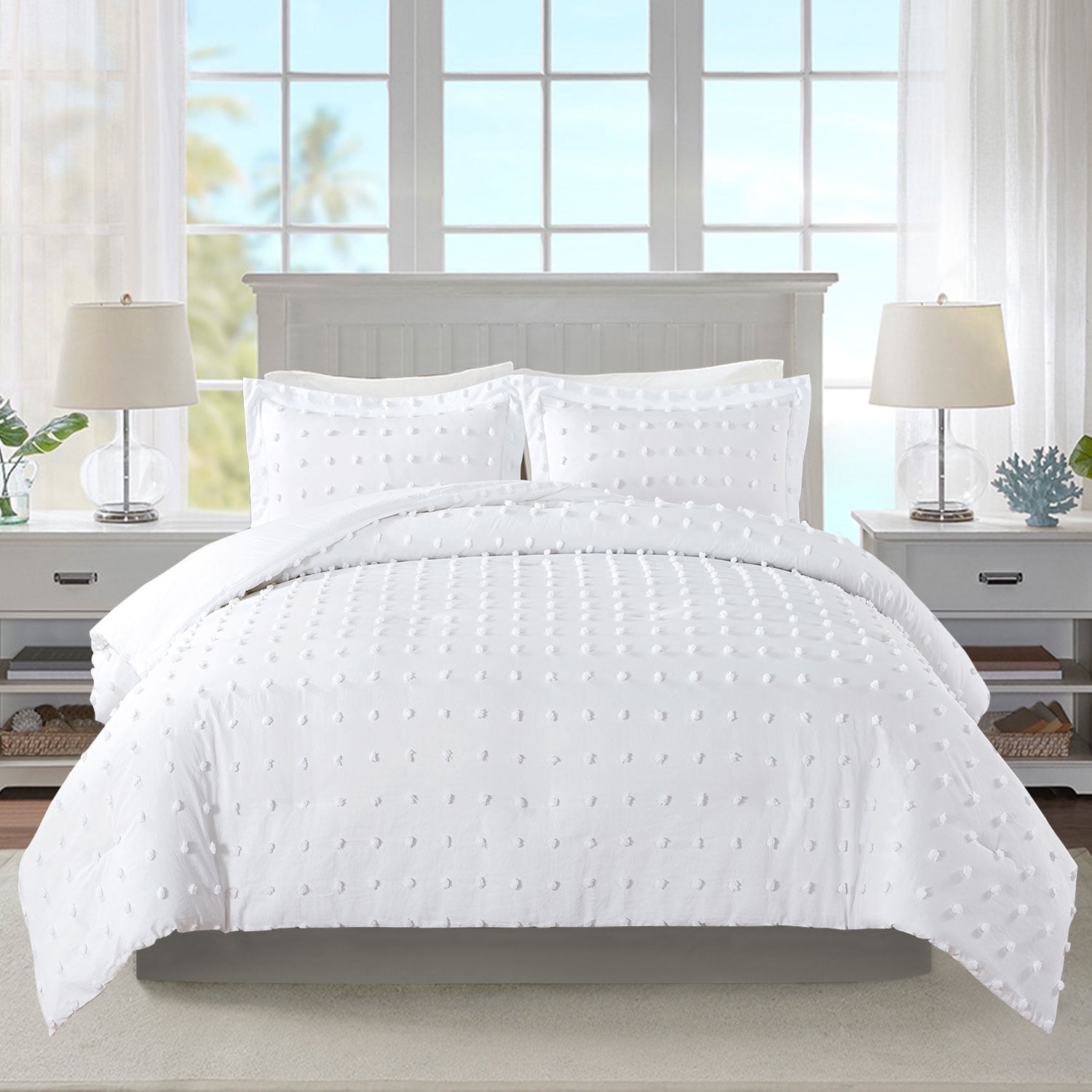 JML Tufted Twin Comforter Set 2 Pieces, Jacquard Boho Tufts Bedding Set ...