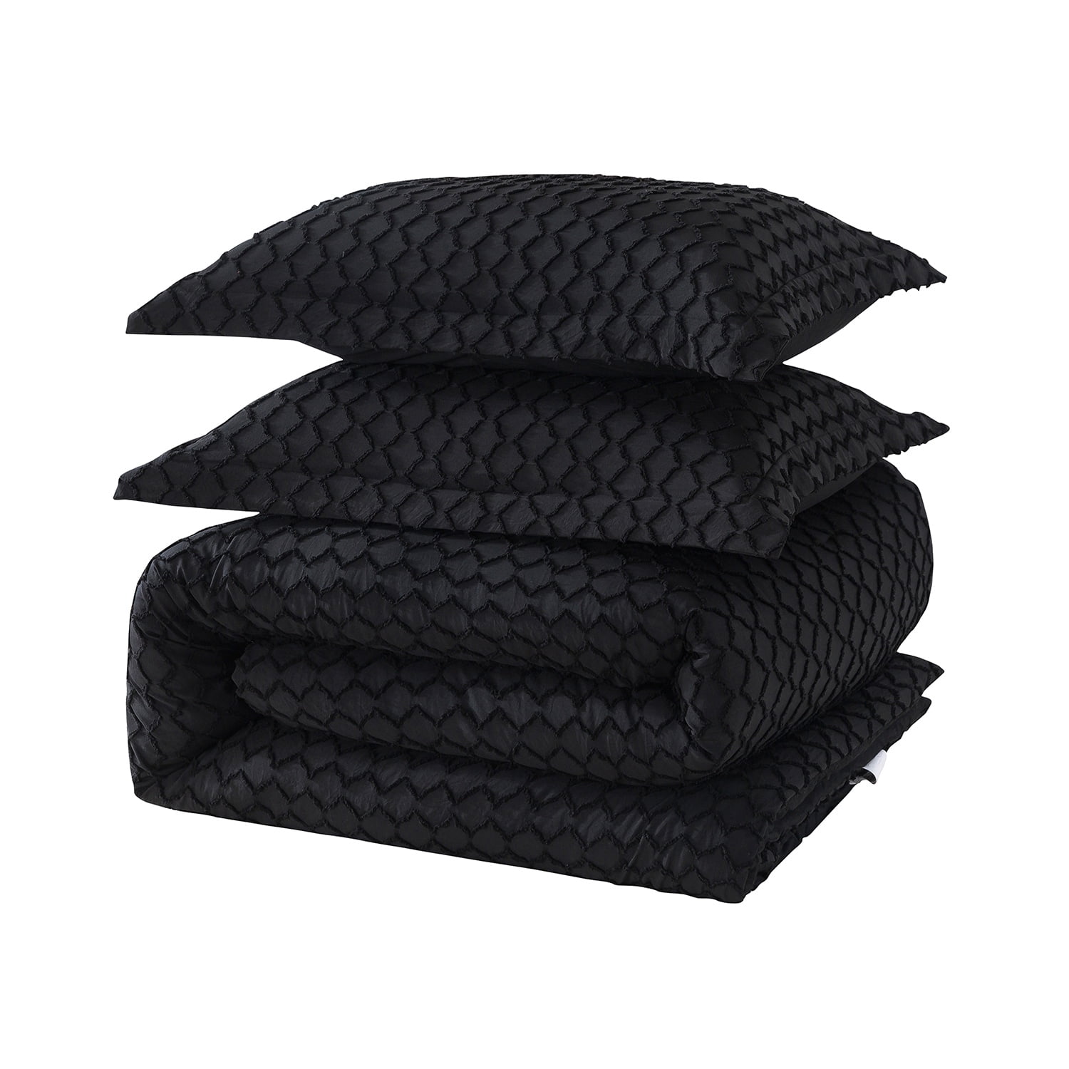 JML Tufts Accent Shabby Chic Comforter Set for All Season Black Queen 3 ...